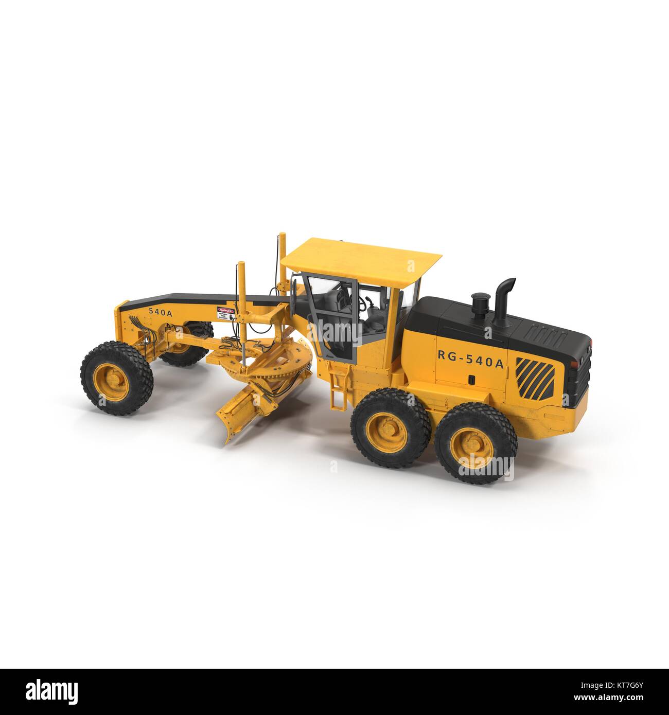 Modern three-axle road grader isolated on a white background. 3D ...