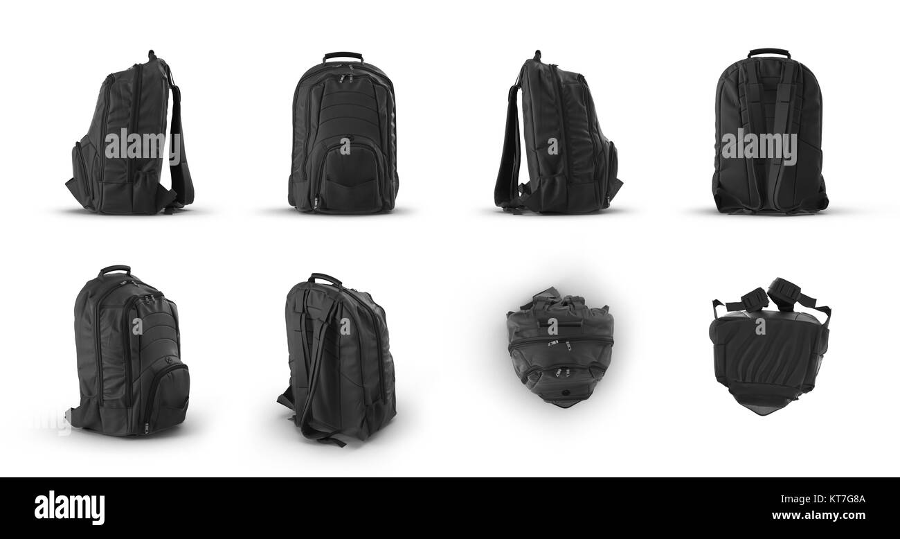 School backpack, renders set from different angles on a white ...