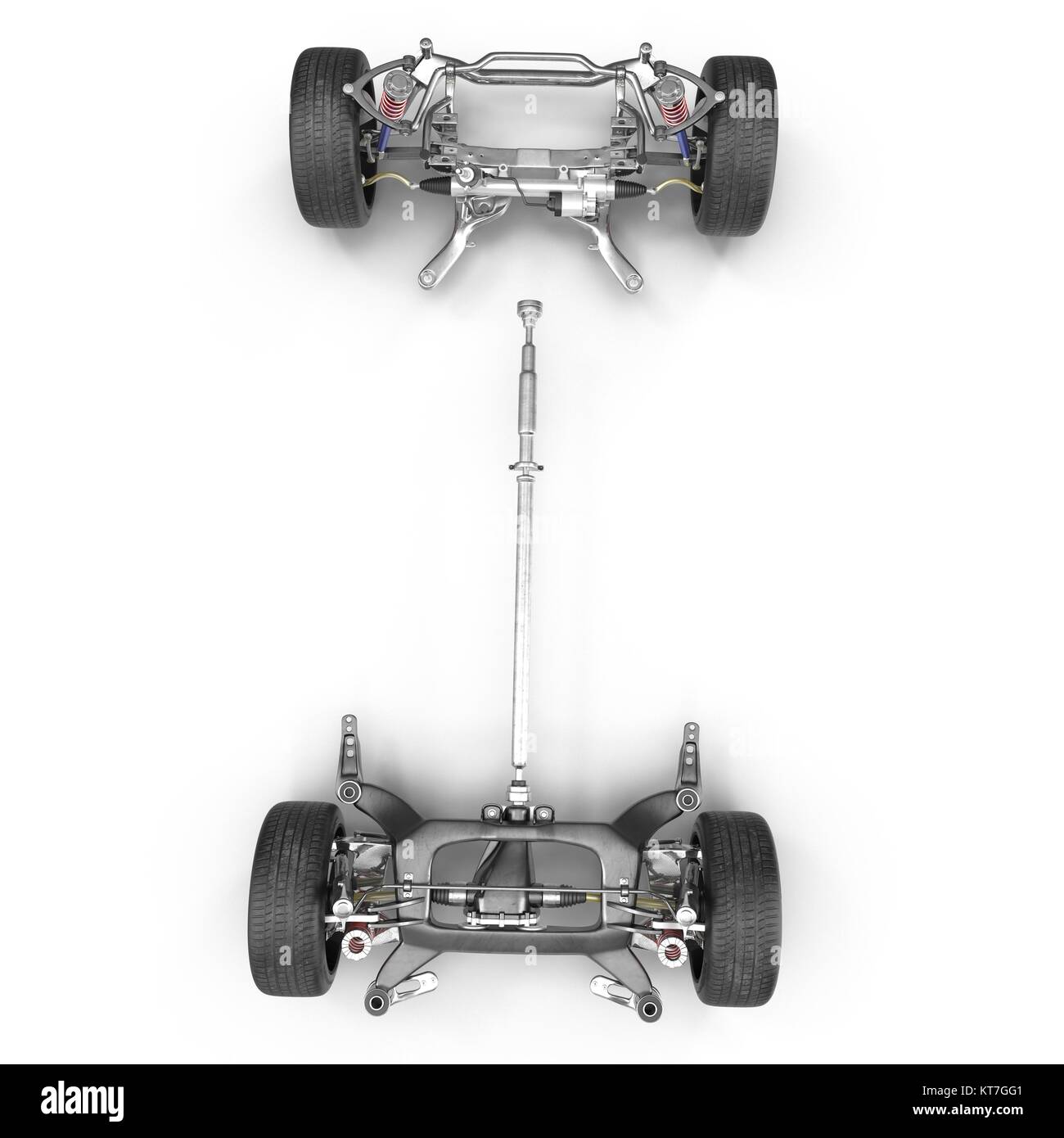 Car Chassis on white background. Top view. 3D illustration Stock Photo ...
