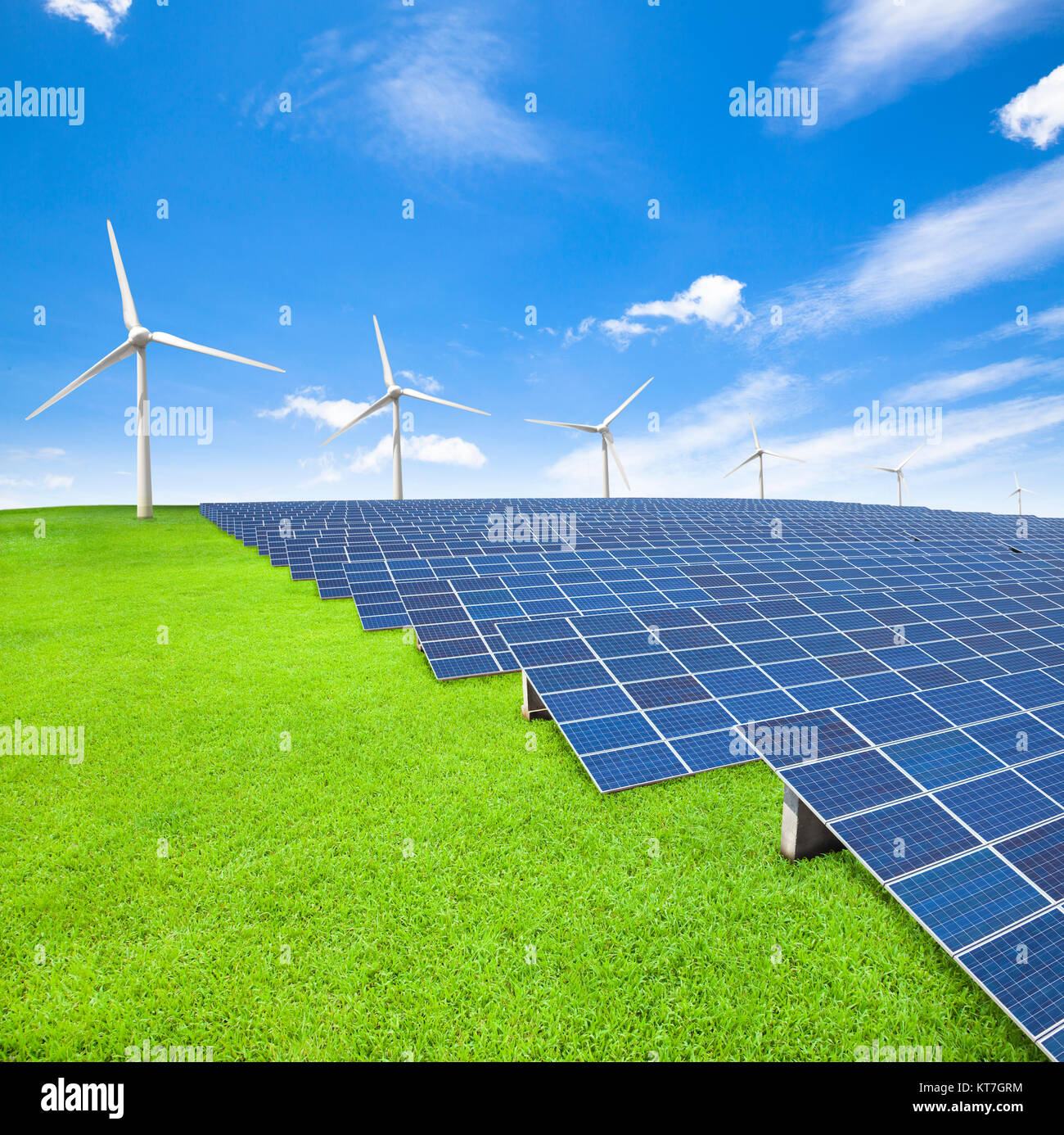 solar energy panels and wind turbine Stock Photo - Alamy