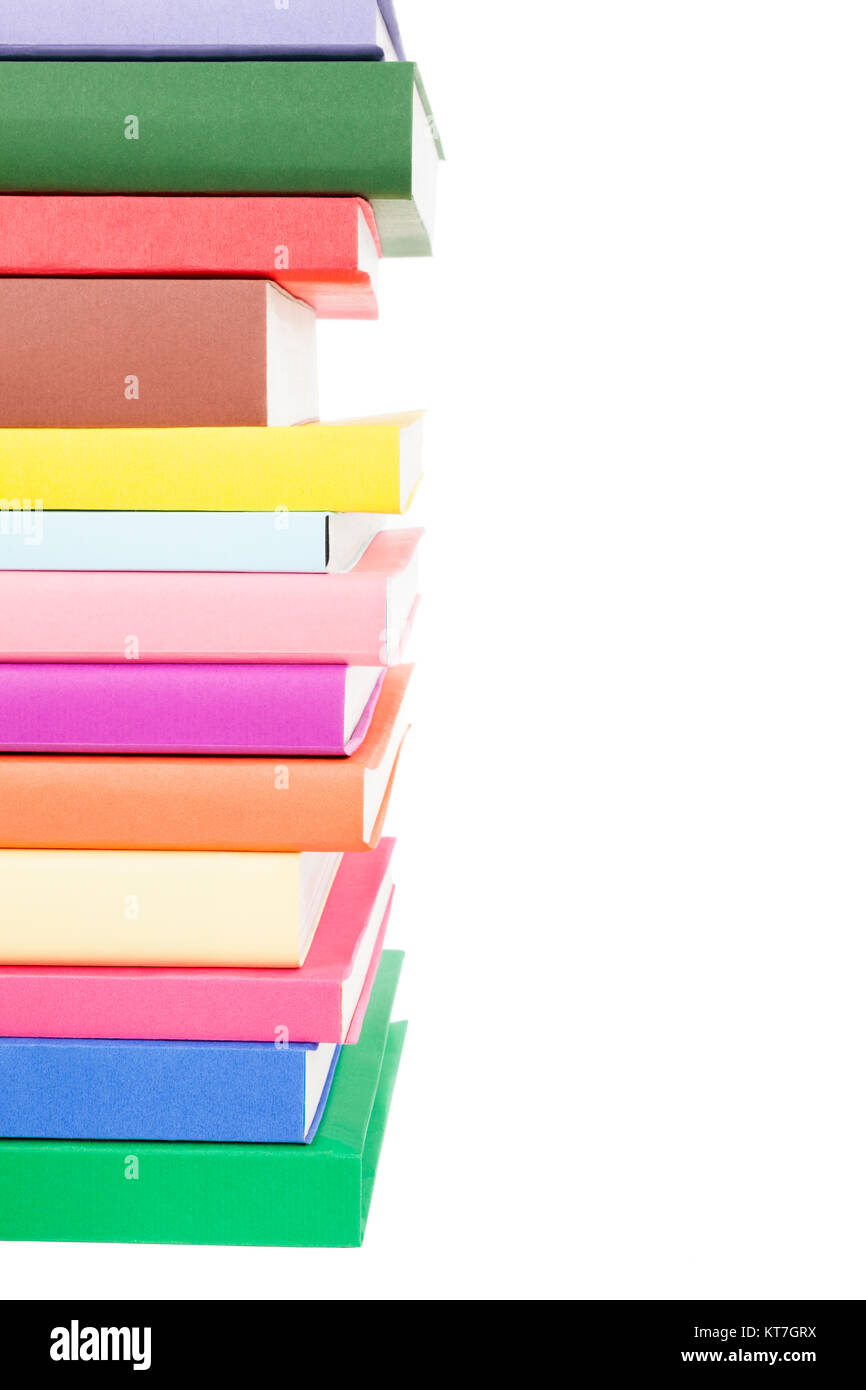 Stack of colorful books isolated on white background Stock Photo - Alamy