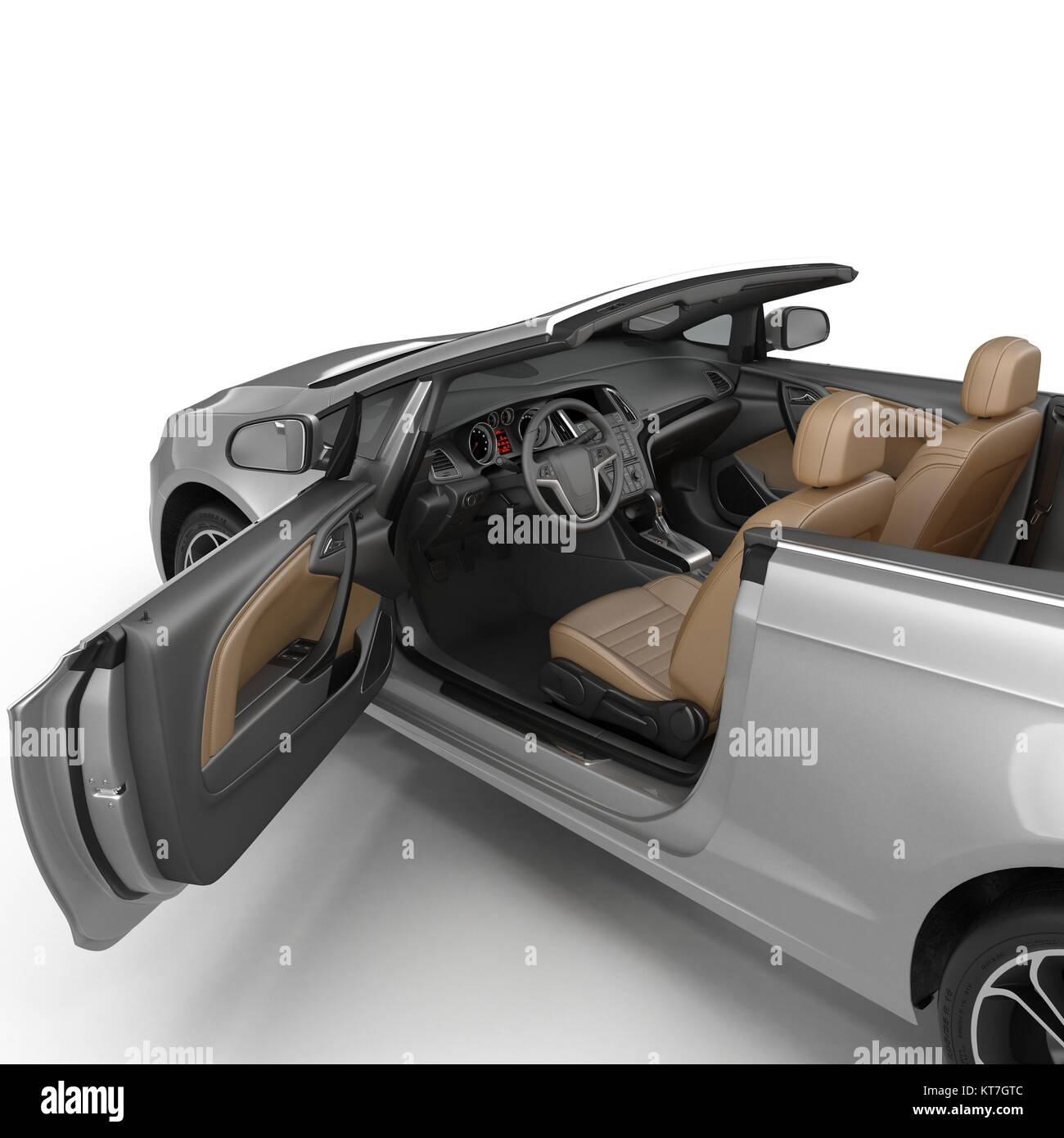 convertible sports car isolated on a white. Door opened. 3D ...