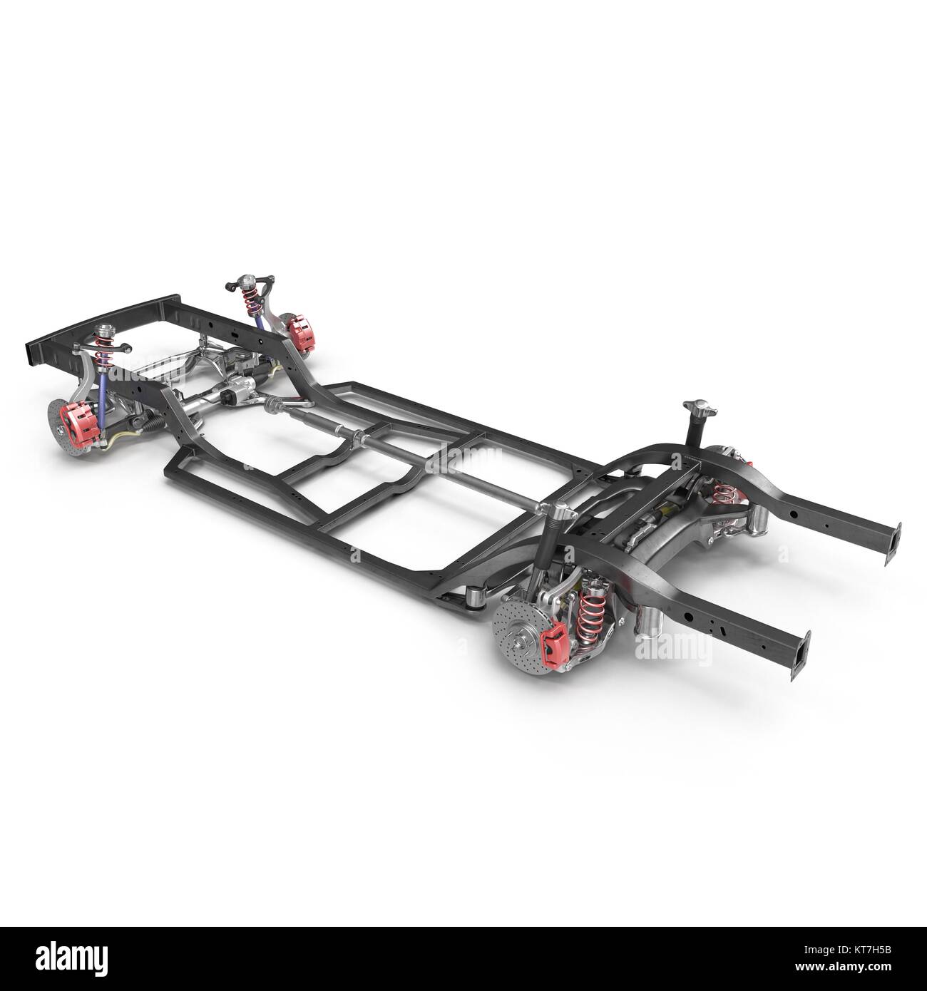 Car chassis without engine on white background. 3D illustration Stock ...