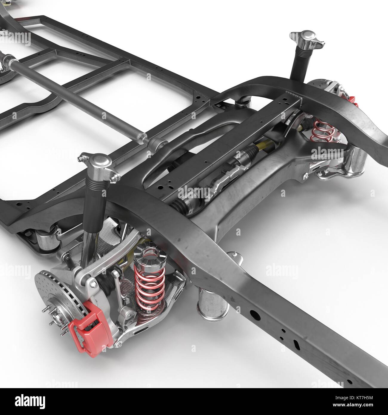 Car back suspension with disc brake on white background. 3D ...