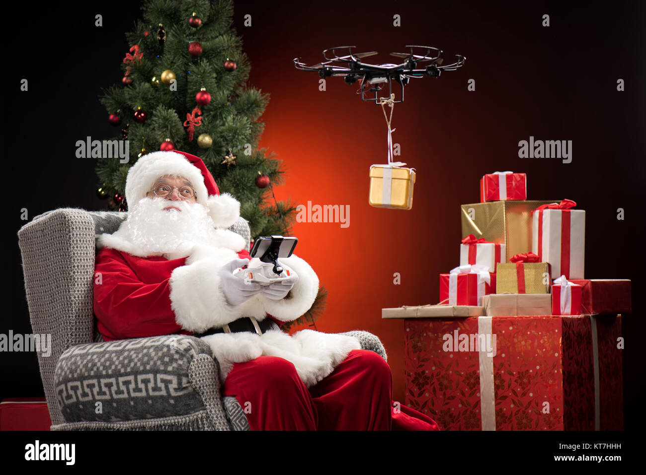 Santa Claus using drone Stock Photo - Alamy