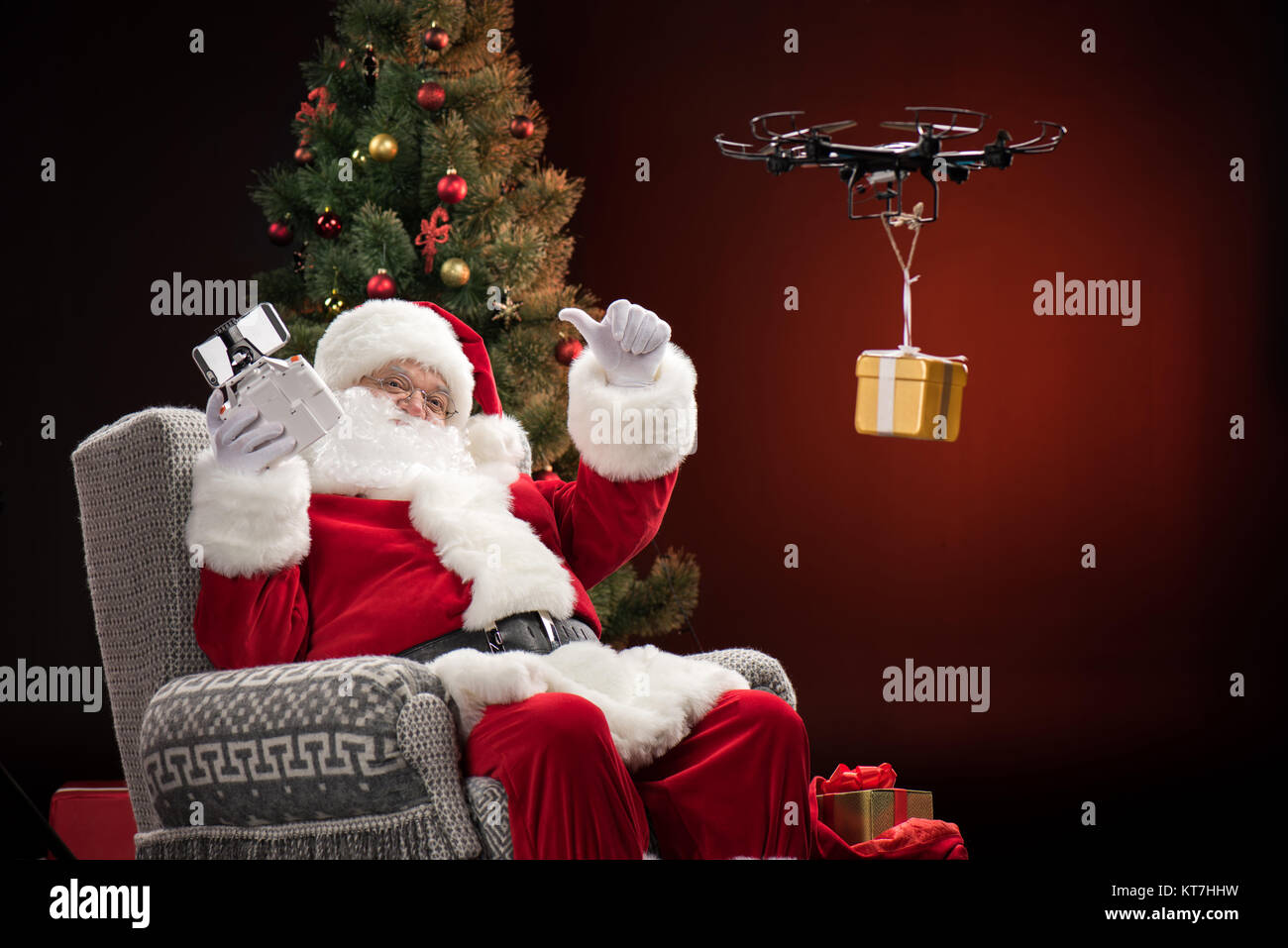 Santa Claus using drone Stock Photo - Alamy