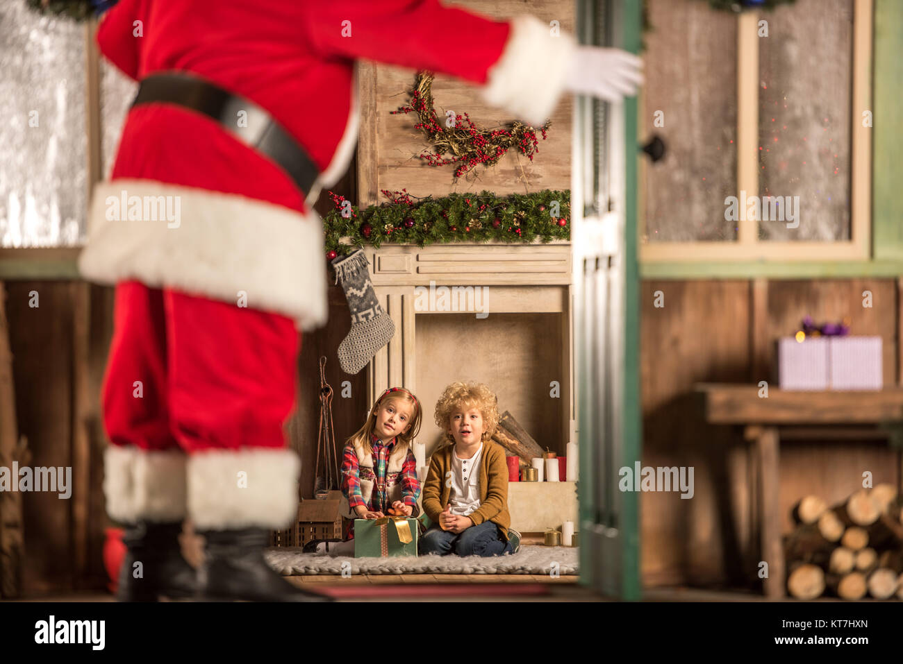 Children waiting for Santa Claus Stock Photo - Alamy