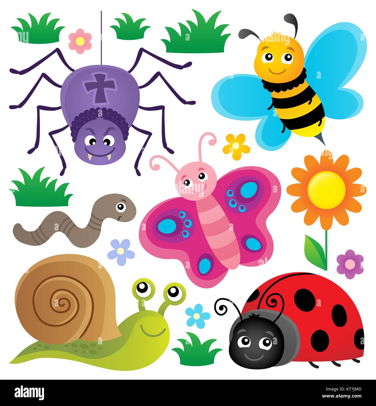 Spring animals and insect theme set 3 Stock Photo - Alamy
