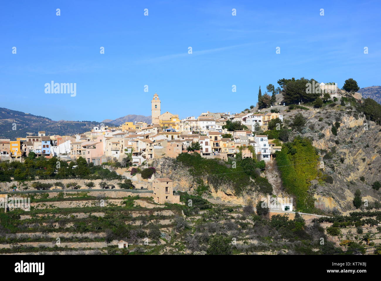 cityscapes - house facades of polop de la marina - costa blanca - spain ...