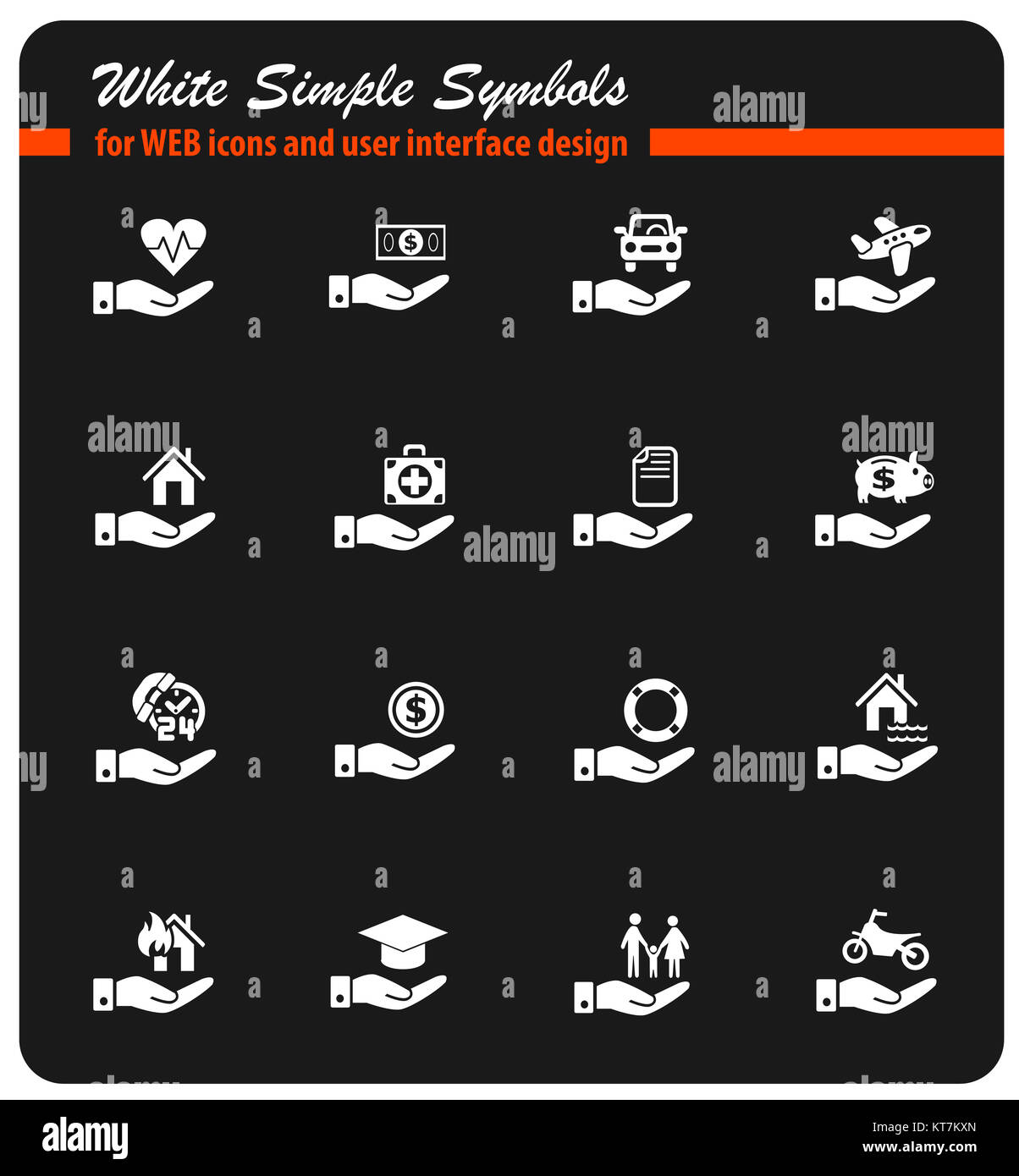 insurance hand icon set Stock Photo - Alamy