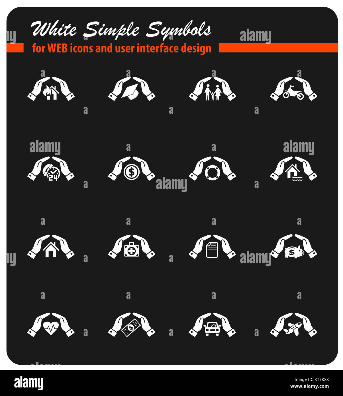 insurance hand icon set Stock Photo - Alamy