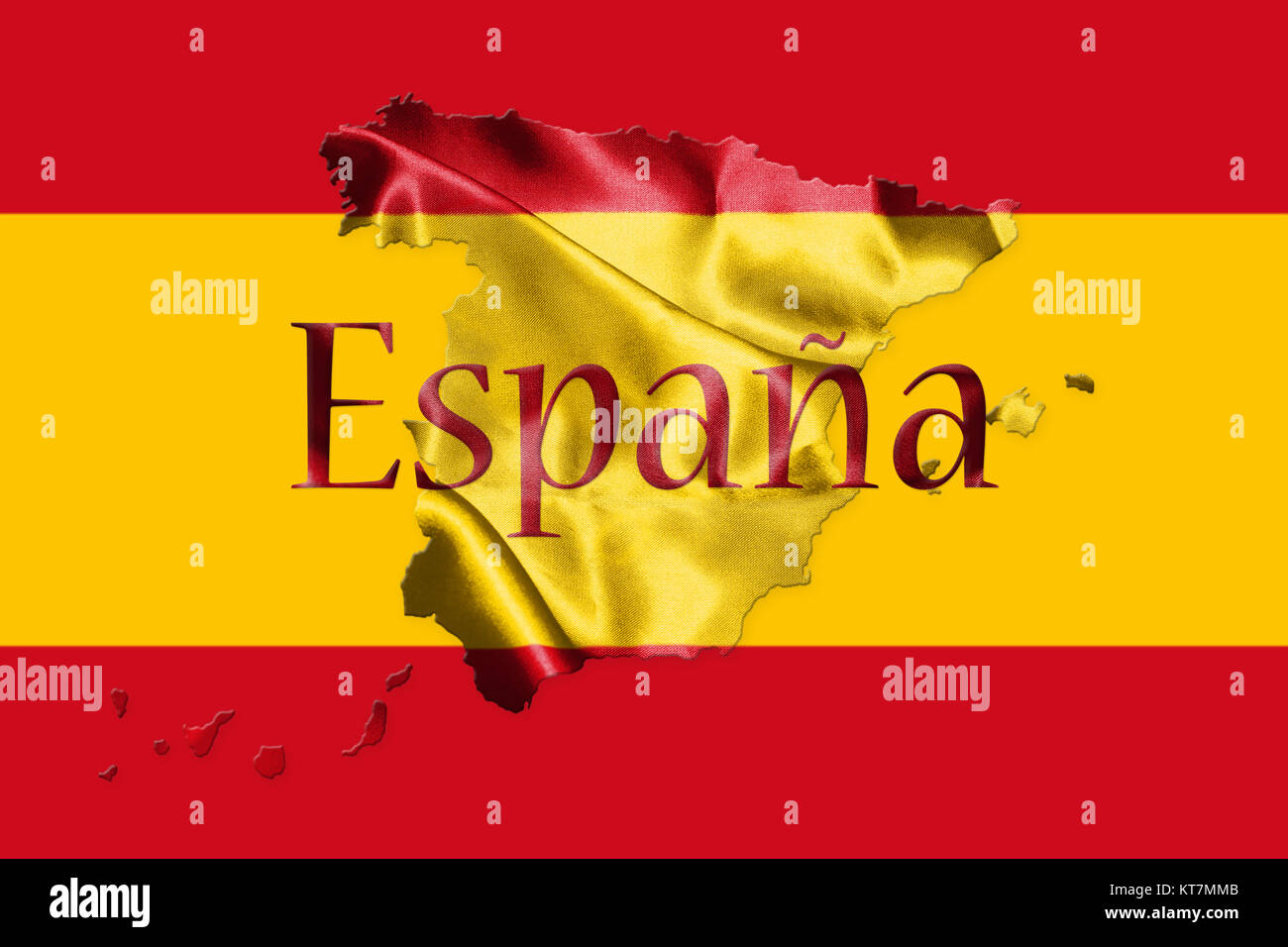 Spanish National Flag and Map With Country Name Written On It 3D ...