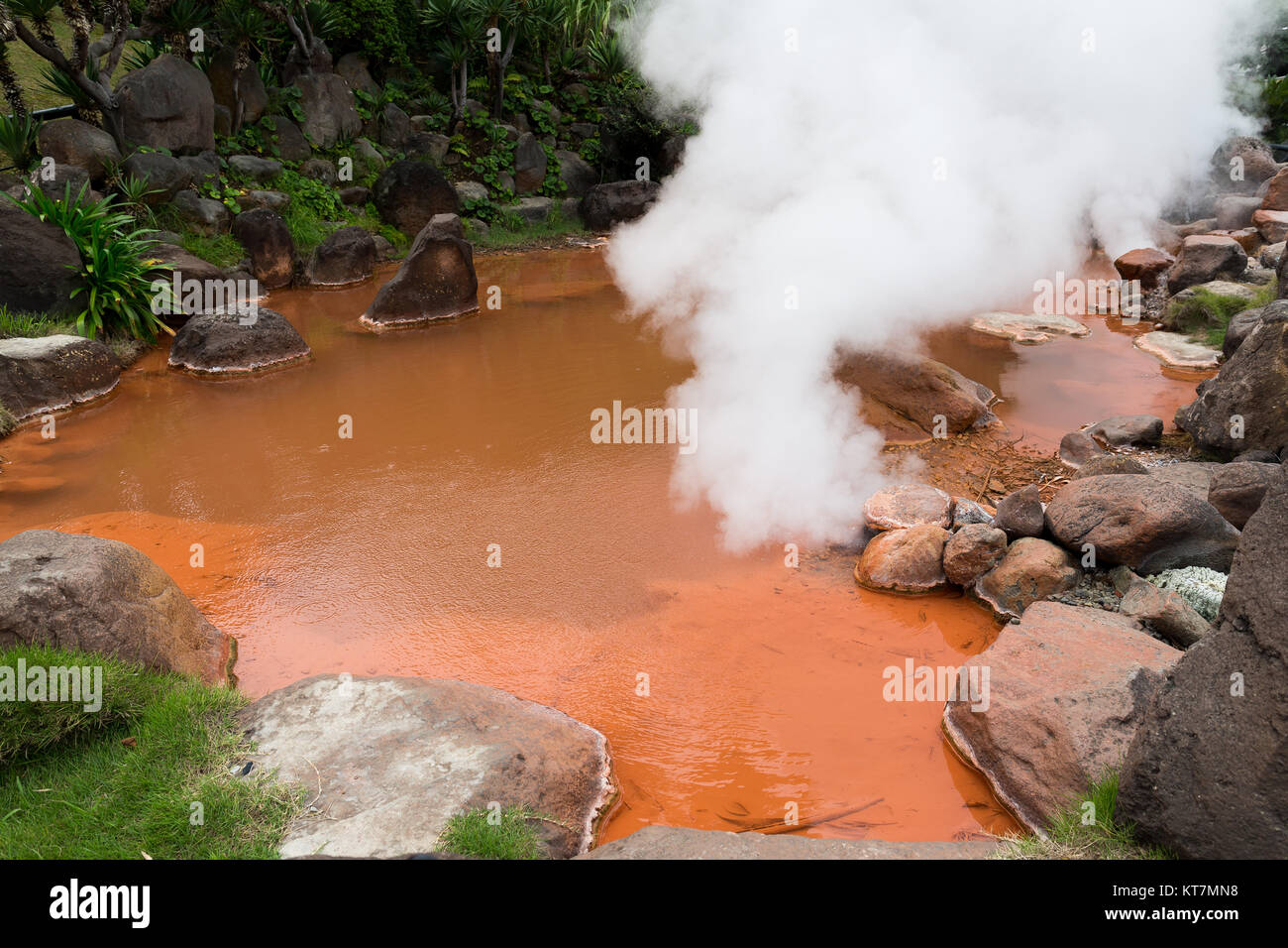 Blood Hell Hot Springs in Japan Stock Photo - Alamy