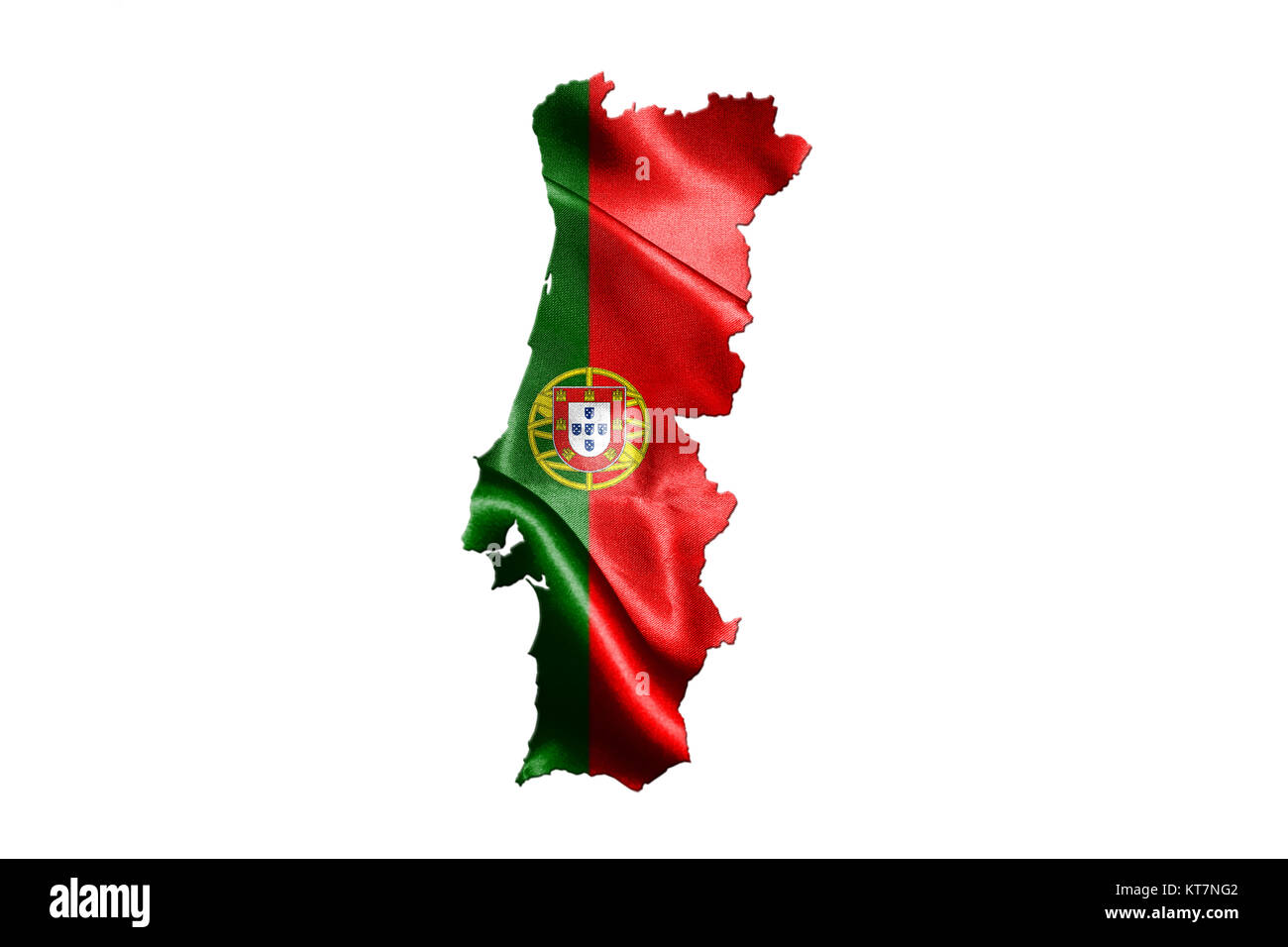 Portugal National Flag With Map Of Portugal Isolated On White ...