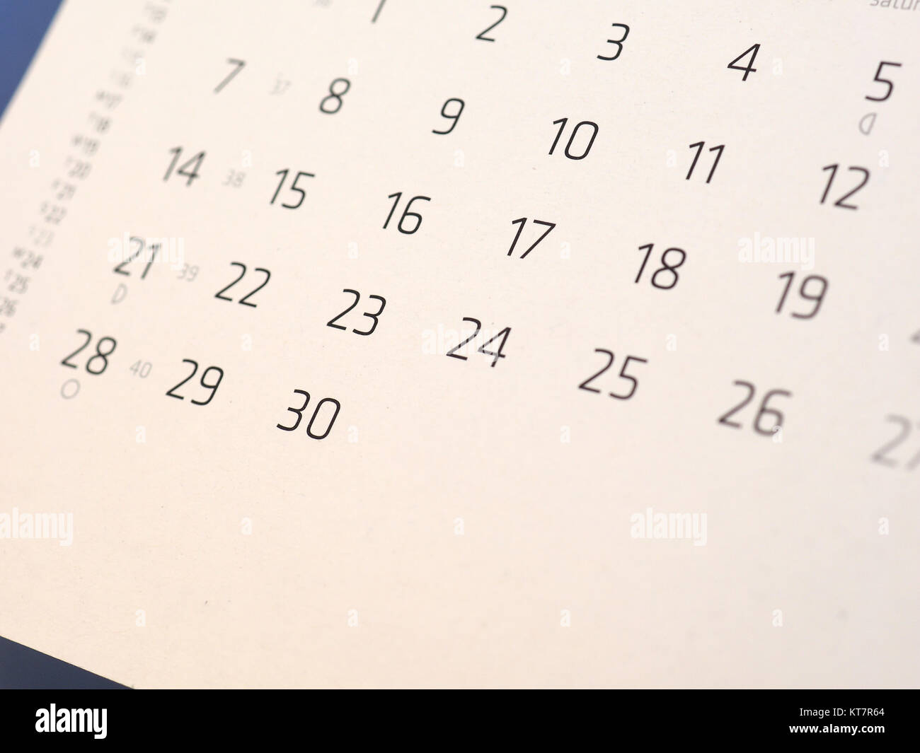 calendar page detail Stock Photo - Alamy