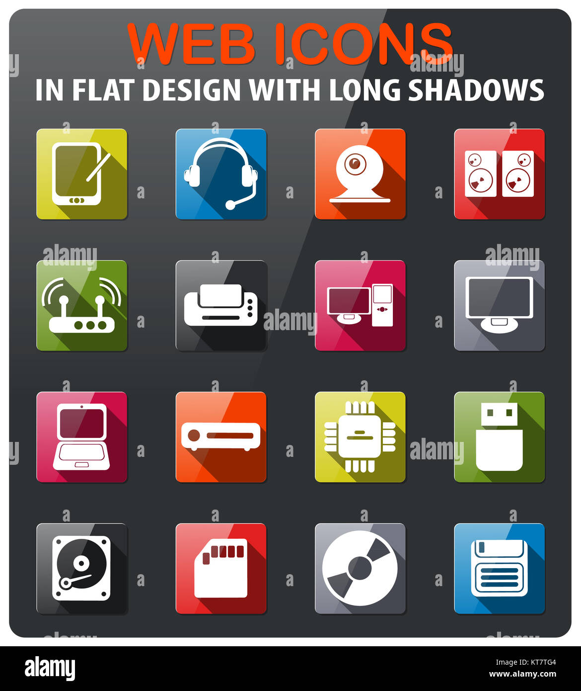 Computer equipment simple vector icons Stock Photo - Alamy