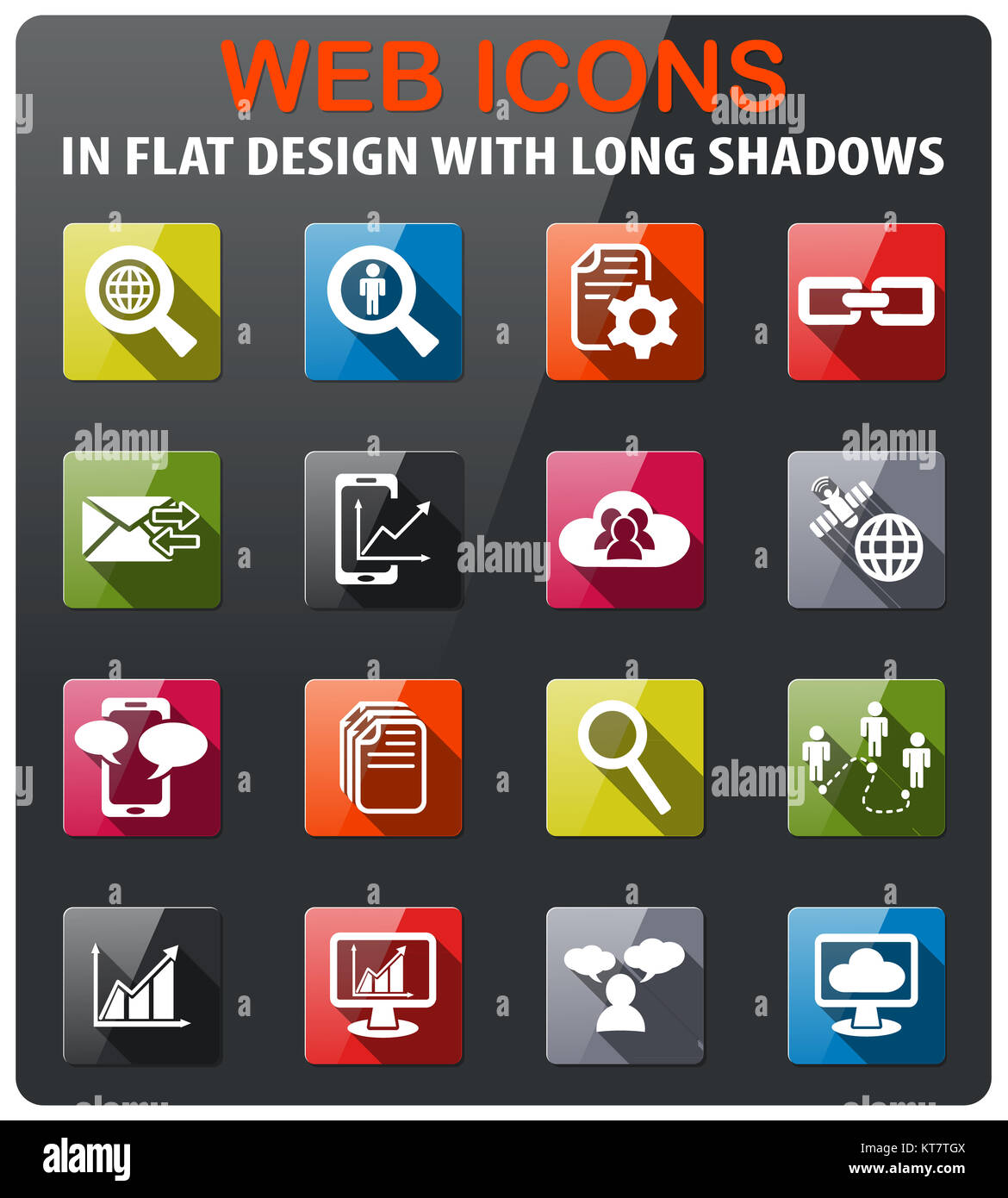 data analytic and social network icon set Stock Photo - Alamy