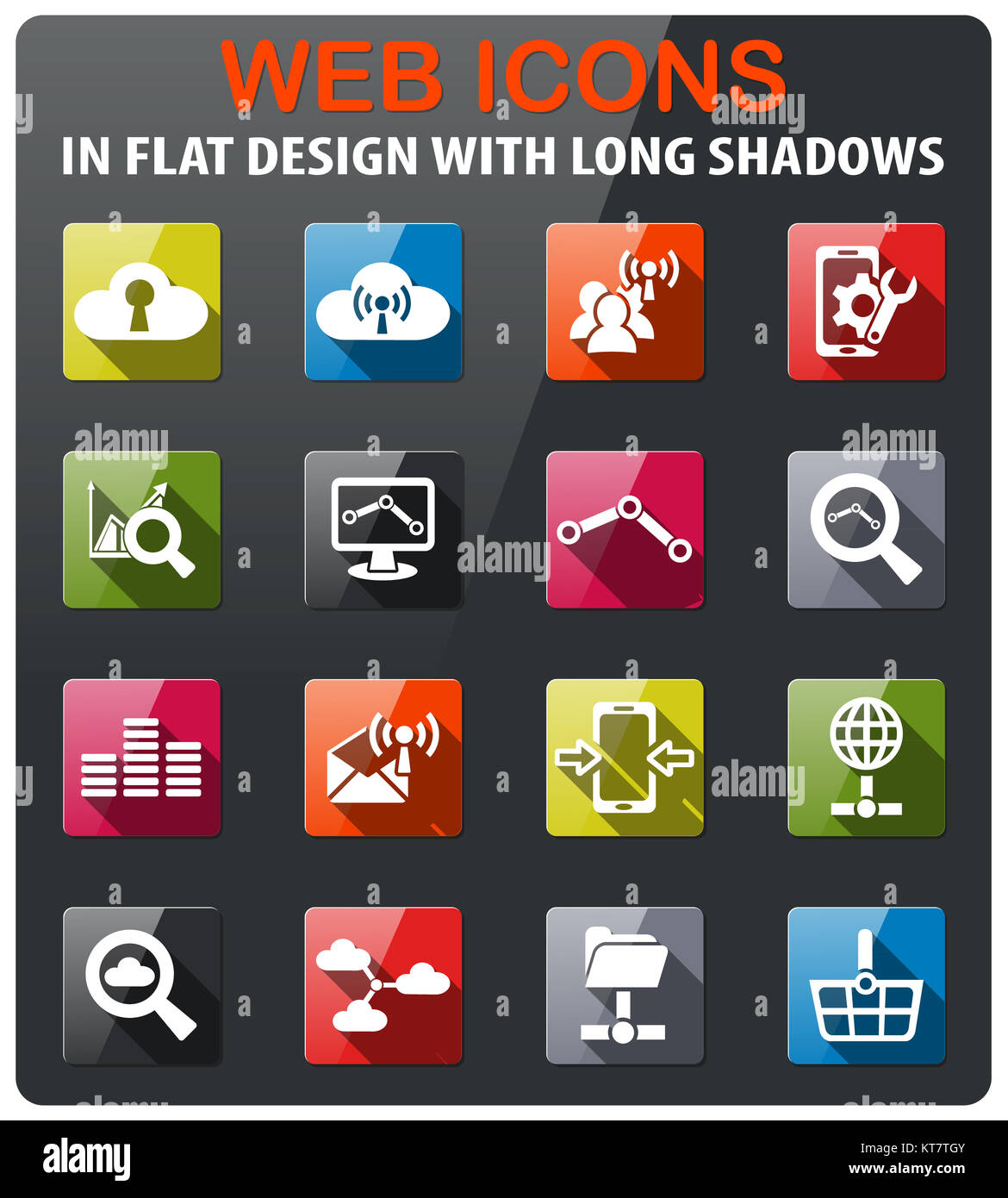 data analytic and social network icon set Stock Photo - Alamy