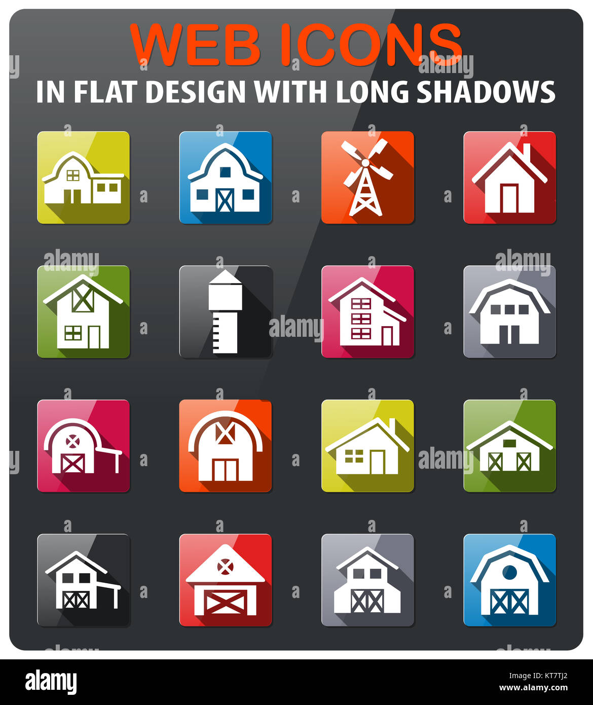 farm building icon set Stock Photo - Alamy