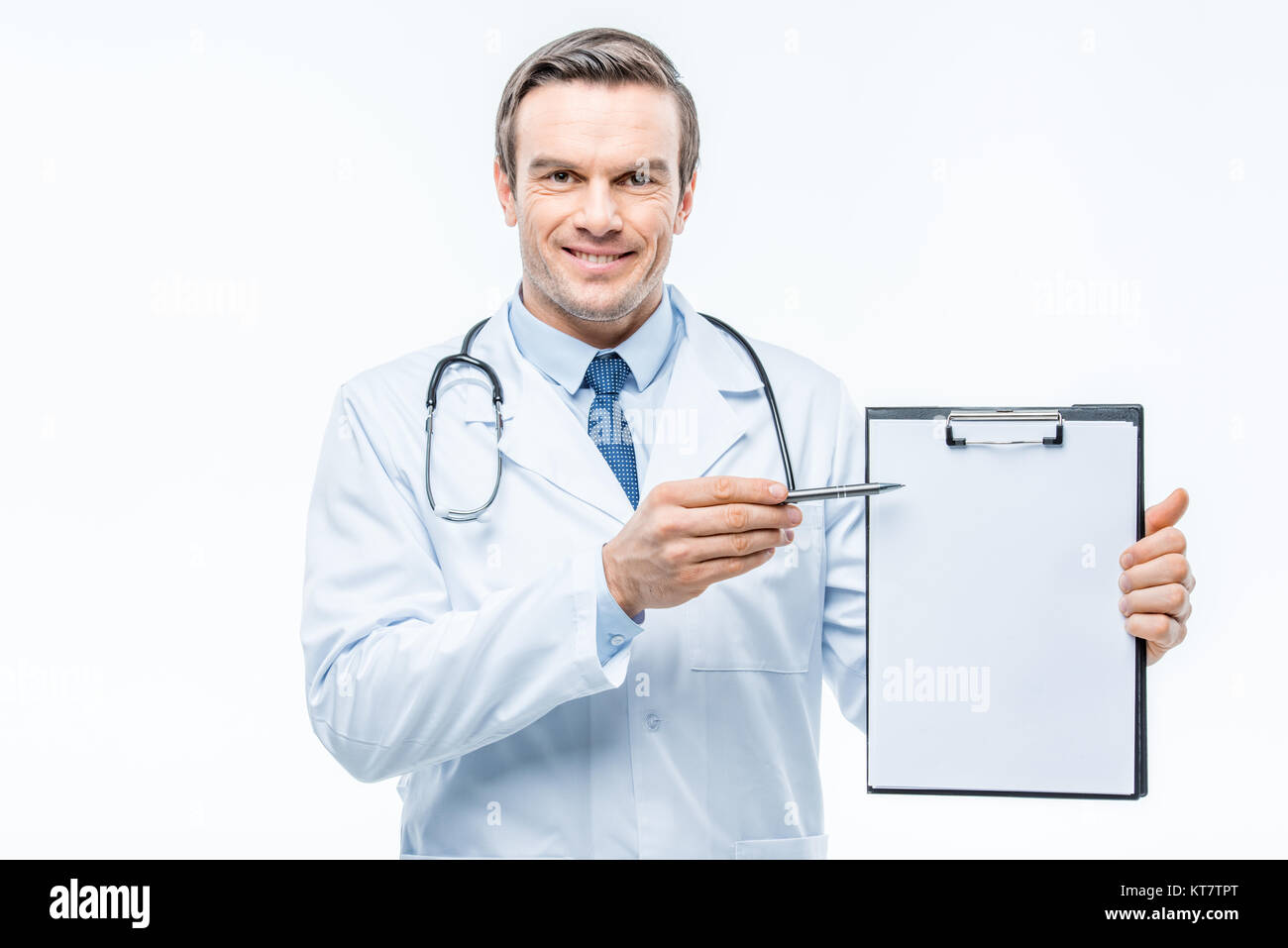 Doctor holding clipboard Stock Photo - Alamy