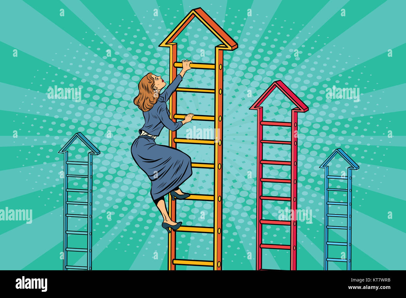 Businesswoman climbing up the business ladder Stock Photo - Alamy