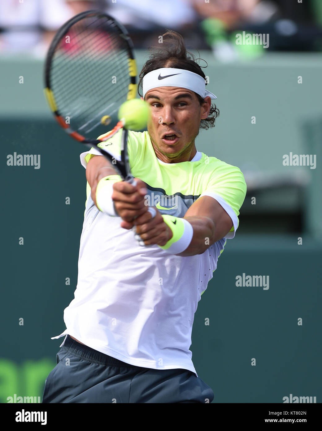 KEY BISCAYNE, FL - MARCH 27: Rafael Nadal of Spain defeats Nicolas ...