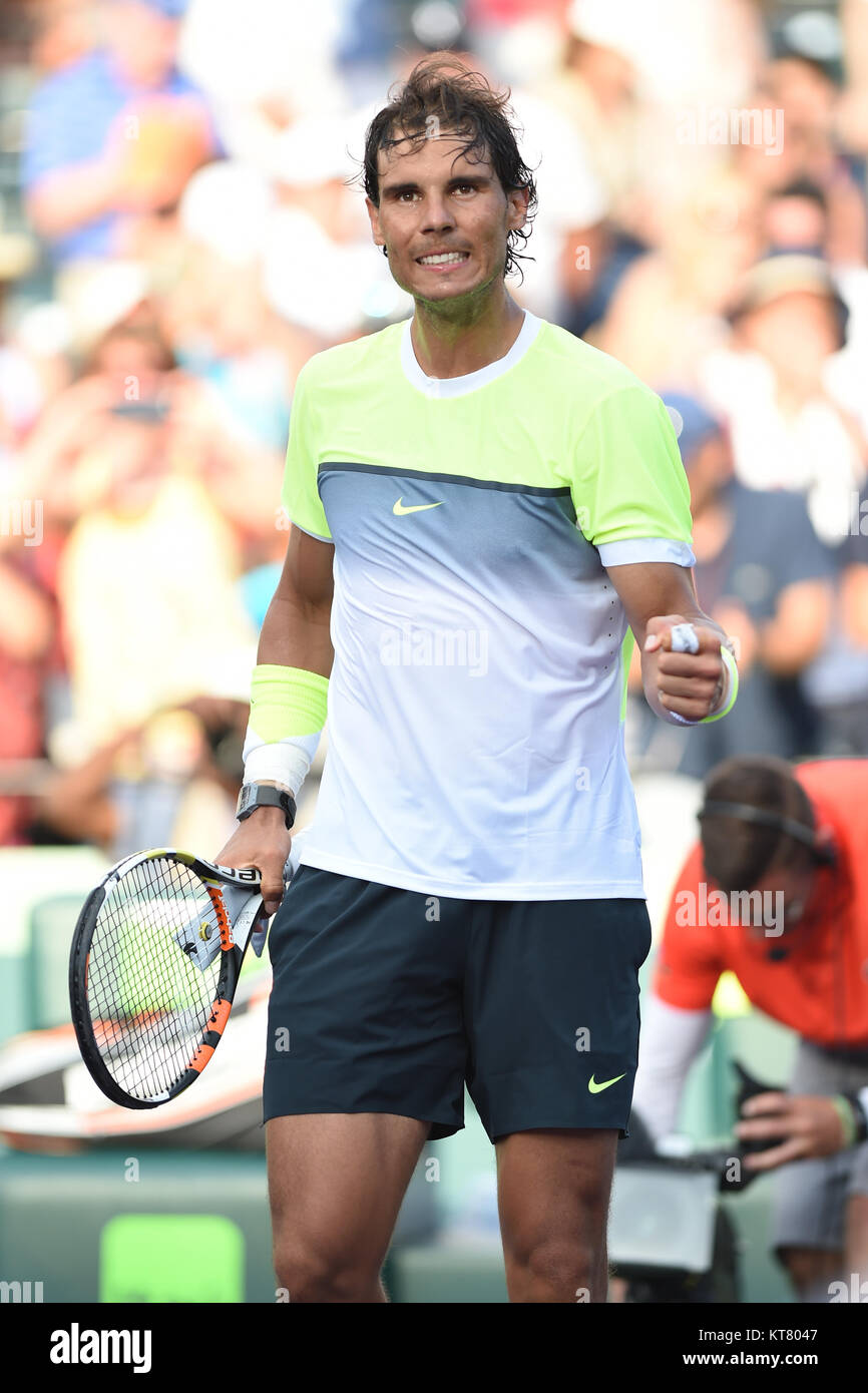 KEY BISCAYNE, FL - MARCH 27: Rafael Nadal of Spain defeats Nicolas ...
