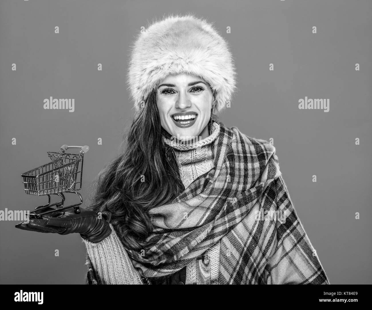 Portrait happy female customer Black and White Stock Photos & Images ...