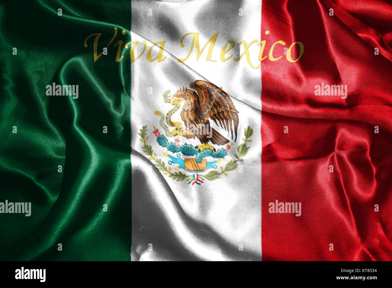 Mexican National Flag With Eagle Coat Of Arms 3D Rendering Stock Photo ...