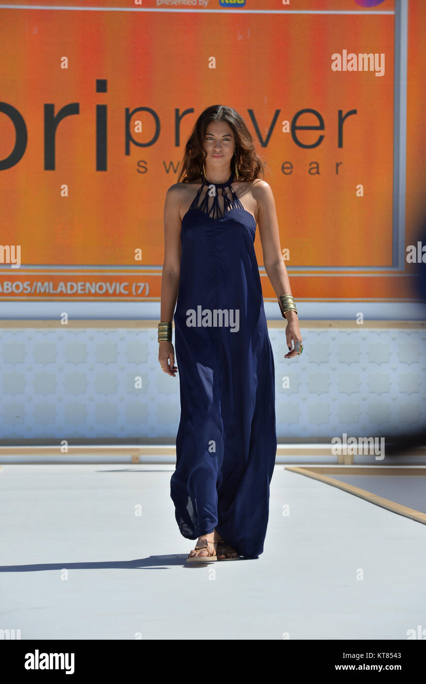 KEY BISCAYNE, FL - APRIL 03: Tori Praver models walk the runway for the ...