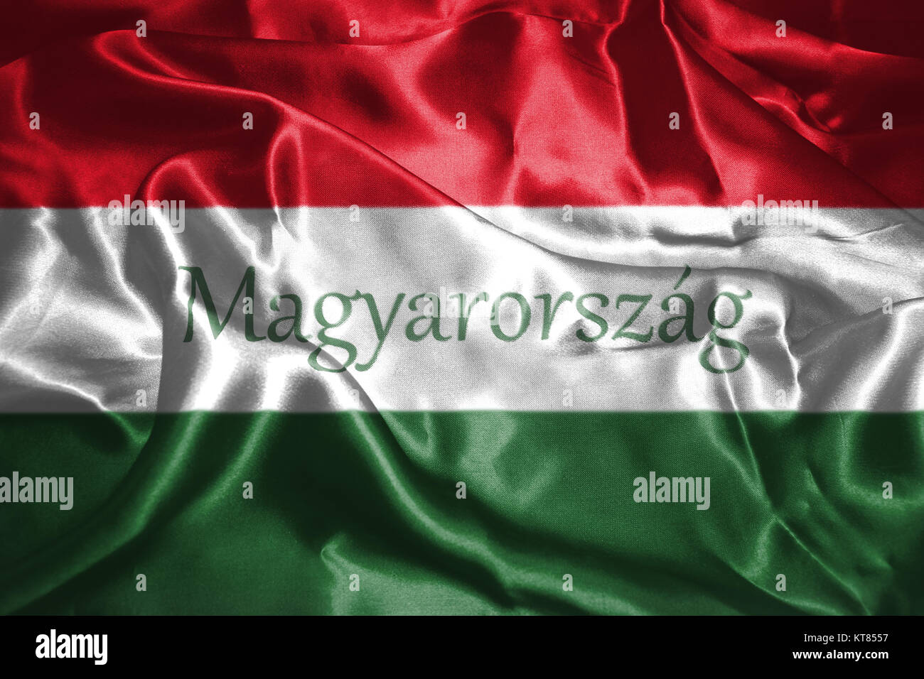 Hungarian National Flag With Hungary Written On It 3D illustration ...