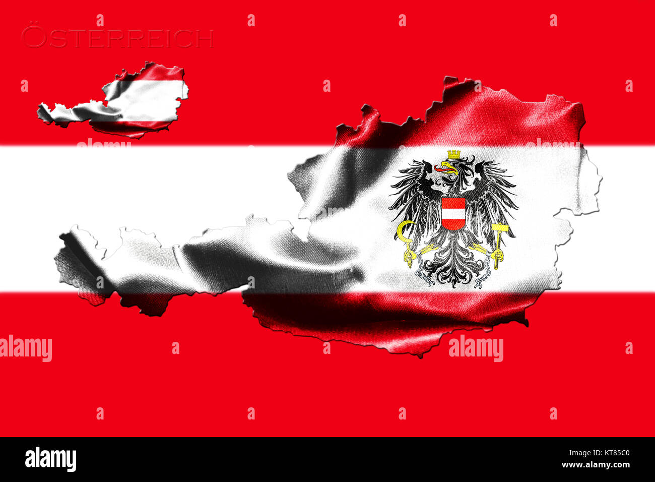 Map of Austria with national flag Stock Photo - Alamy