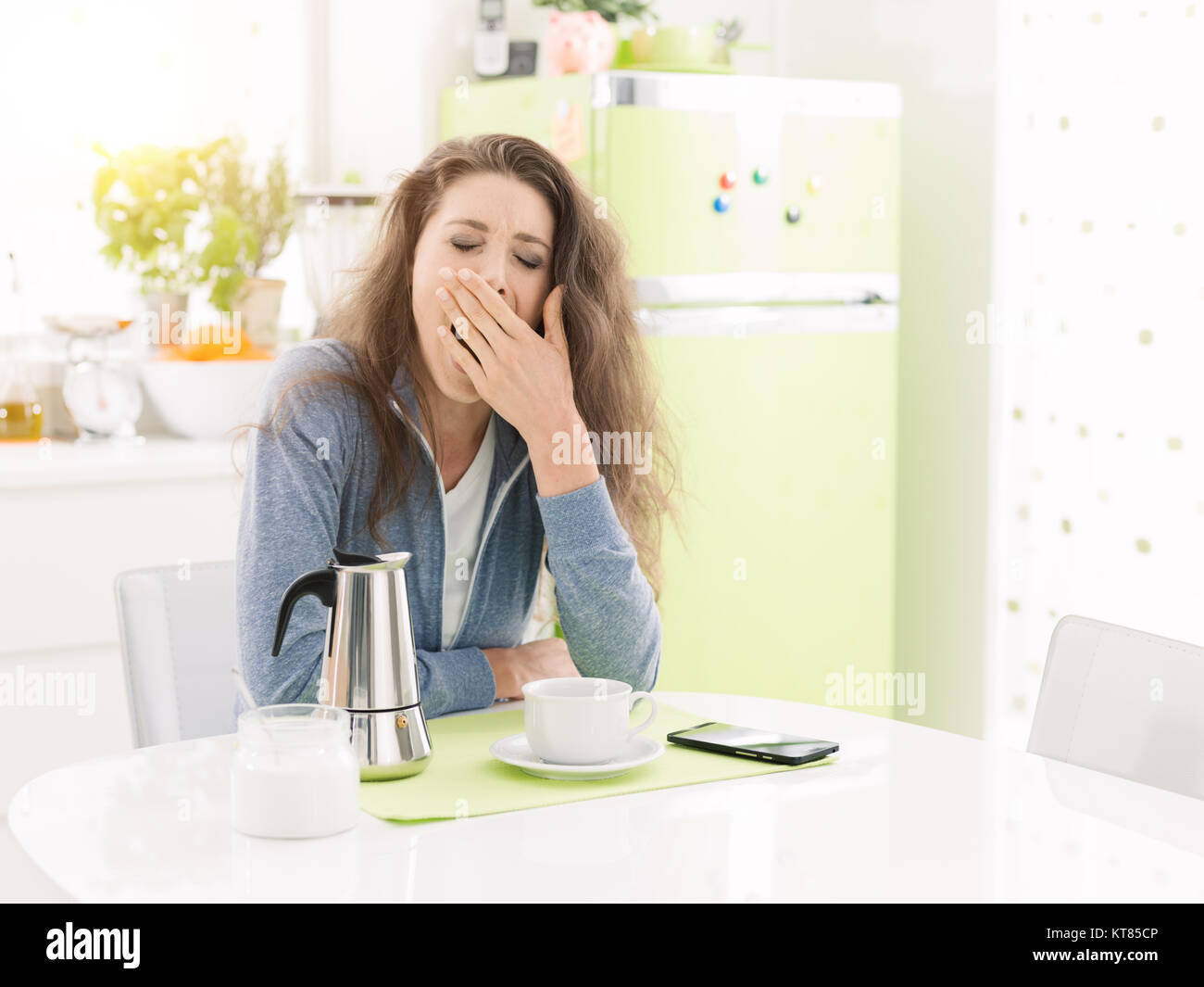 Woman Lazy Tired Coffee High Resolution Stock Photography and Images ...