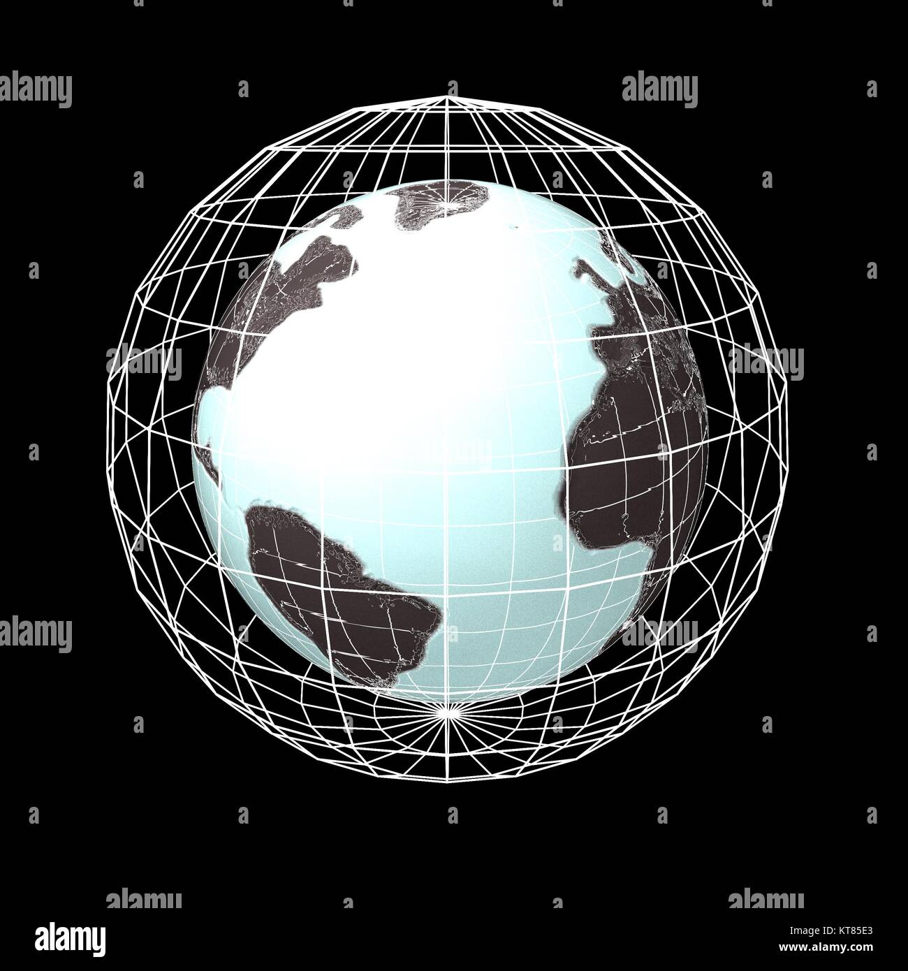 World in a net over black background Stock Photo - Alamy
