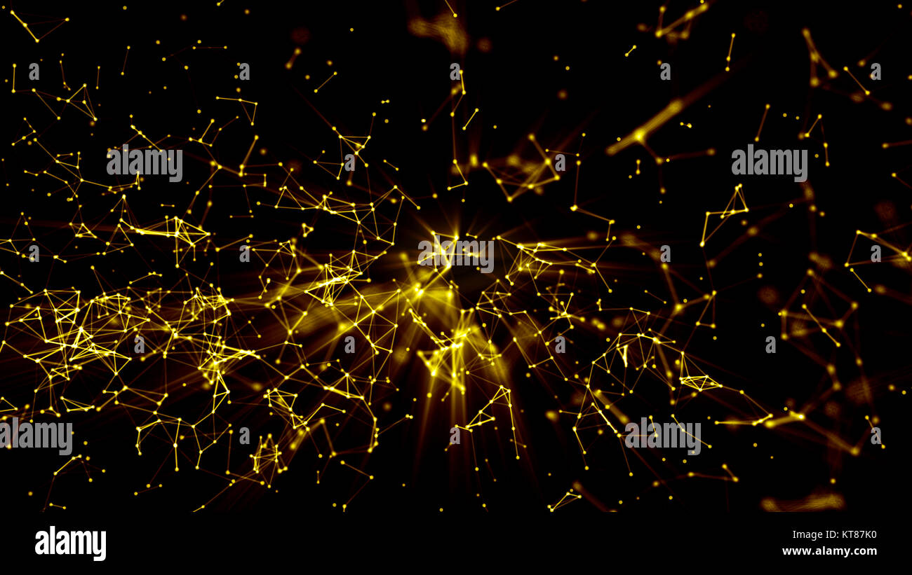 3d rendering abstract connection with shine effect in center. Network ...