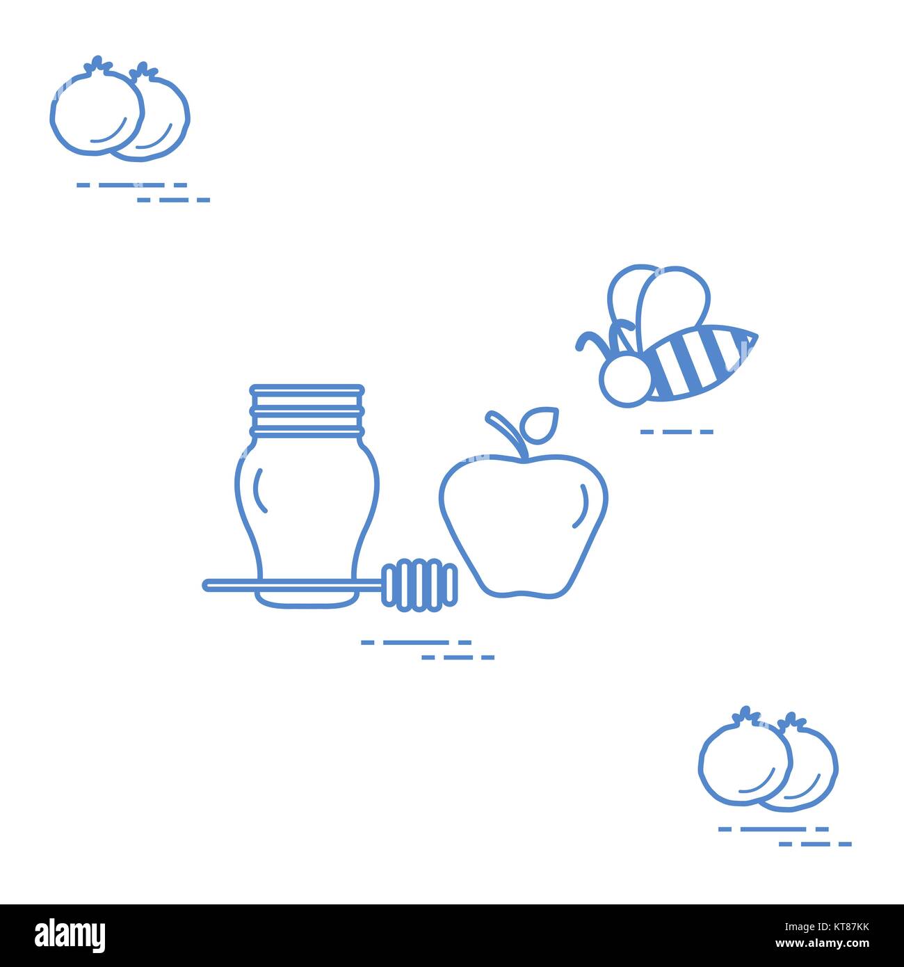 Apple in honey in Rosh Hashanah, pomegranate, bee. Traditional Jewish ...