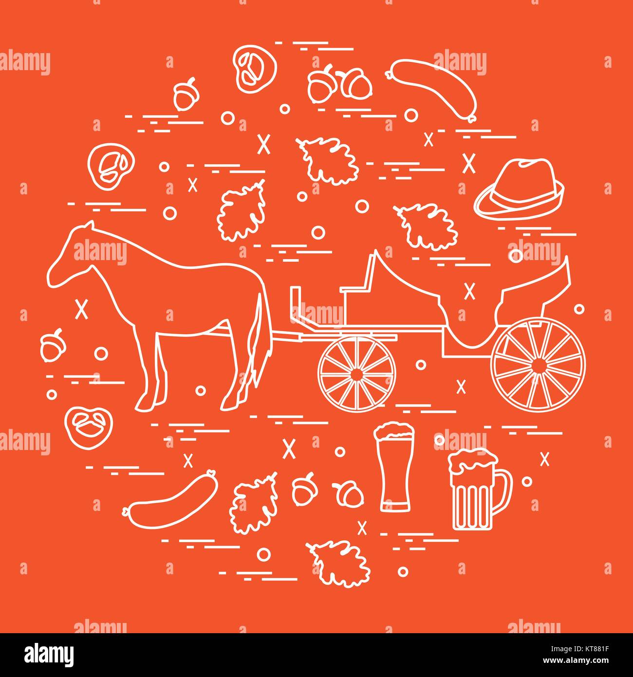 Vector illustration with various symbols of Germany arranged in a ...