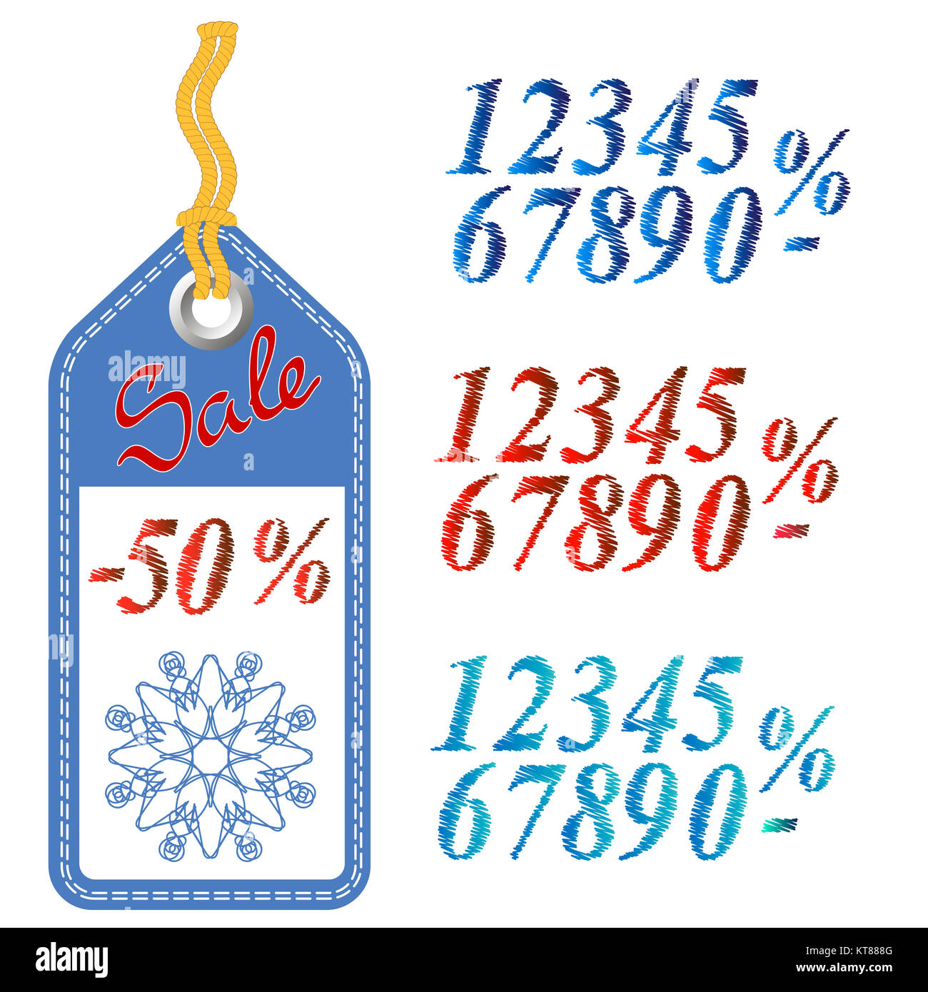 Winter Sale Sticker with Rope Stock Photo - Alamy