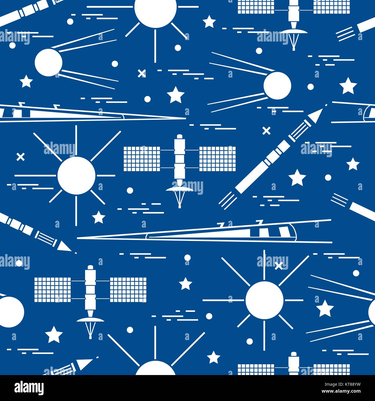 Seamless pattern with variety space exploration elements. Design for ...