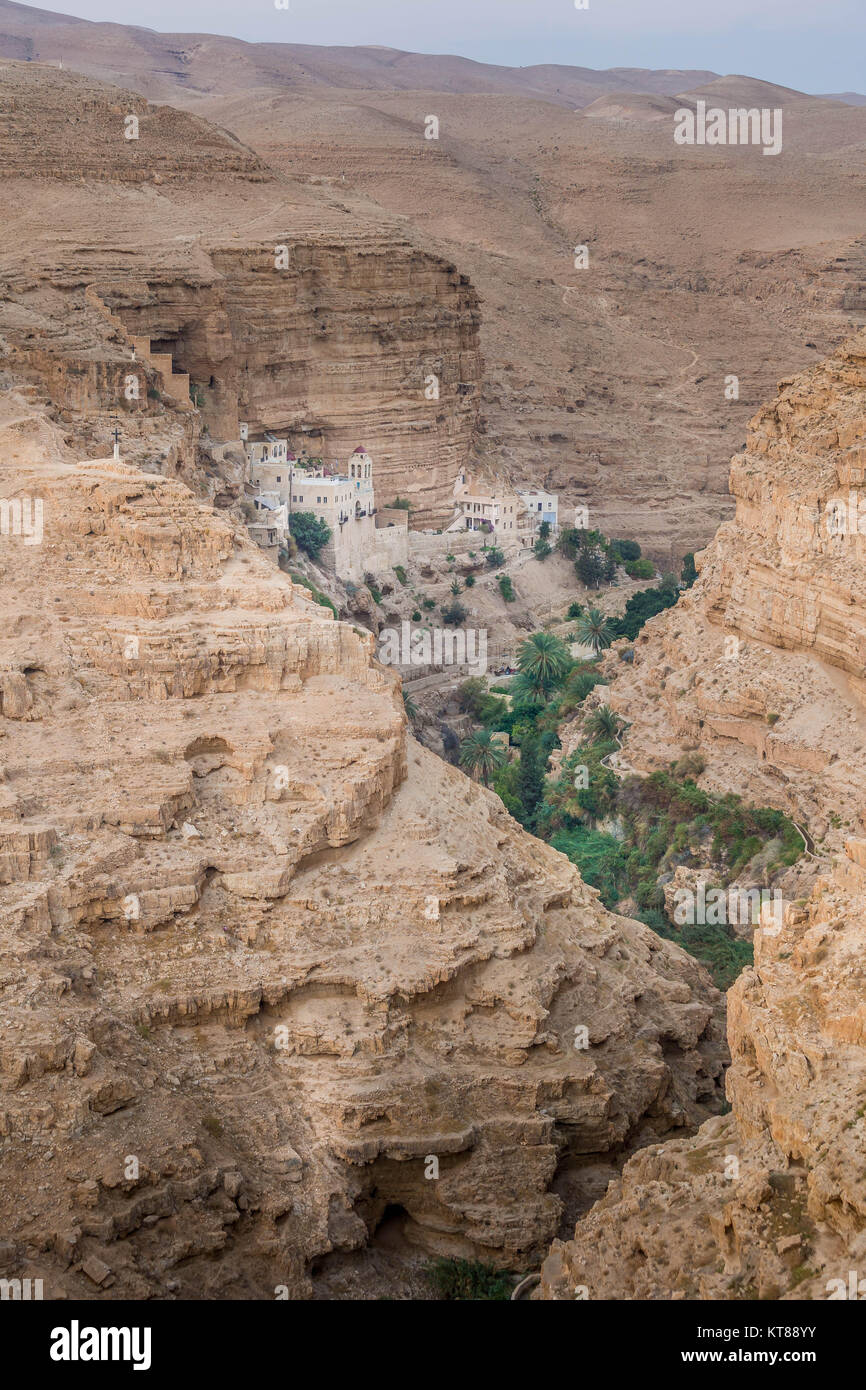 Wadi Qelt (Qelt Valley) in Judean desert around Monastery of St. George ...