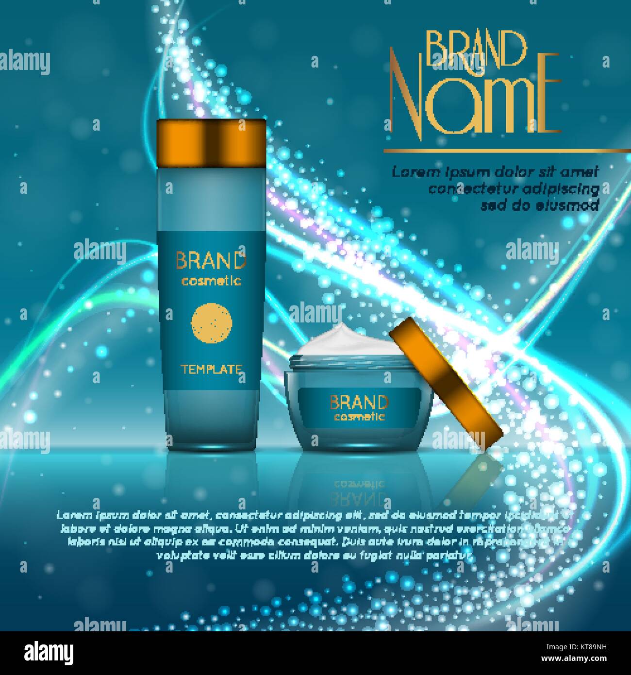 3D realistic cosmetic bottle ads template. Cosmetic brand advertising ...