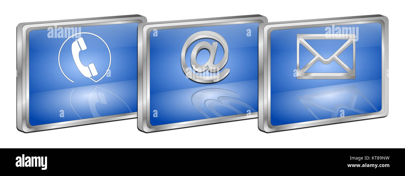 blue Button contact us â€“ 3d illustration Stock Photo - Alamy