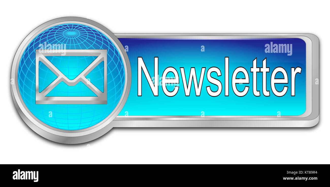 decorative blue Newsletter Button - 3D illustration Stock Photo - Alamy