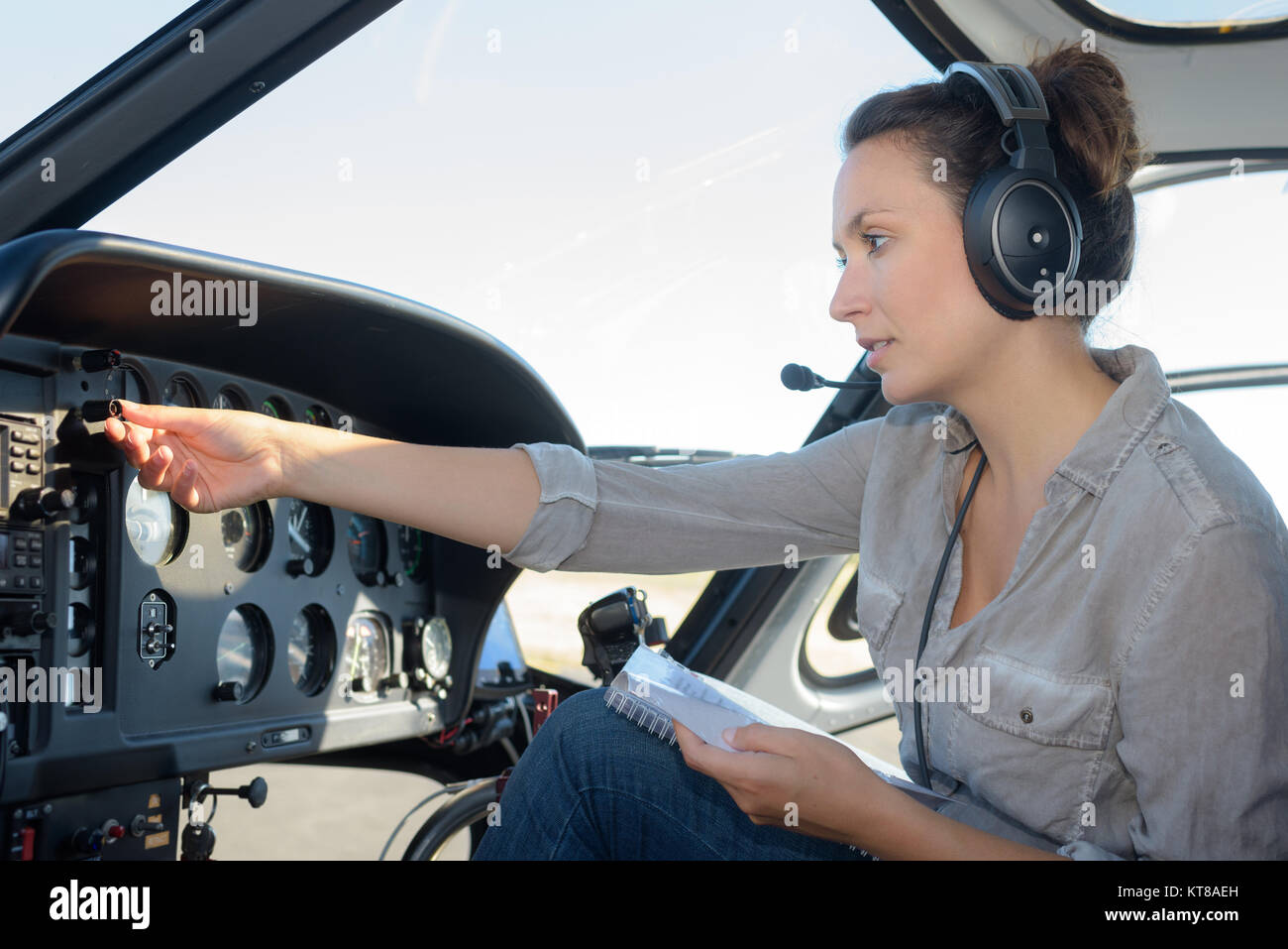 young woman helicopter pilot Stock Photo - Alamy