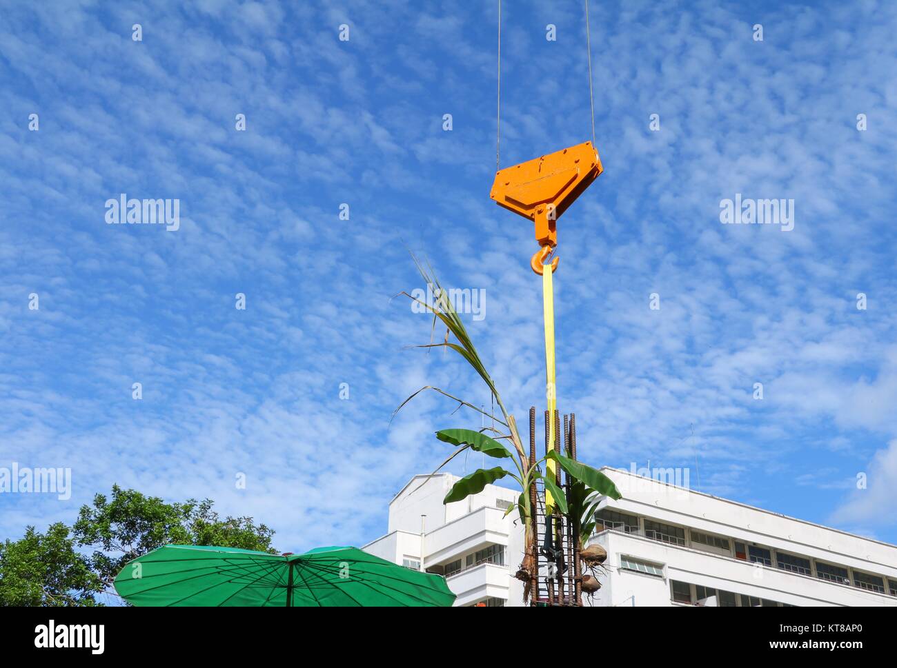 Crane Hook in construction site Stock Photo - Alamy