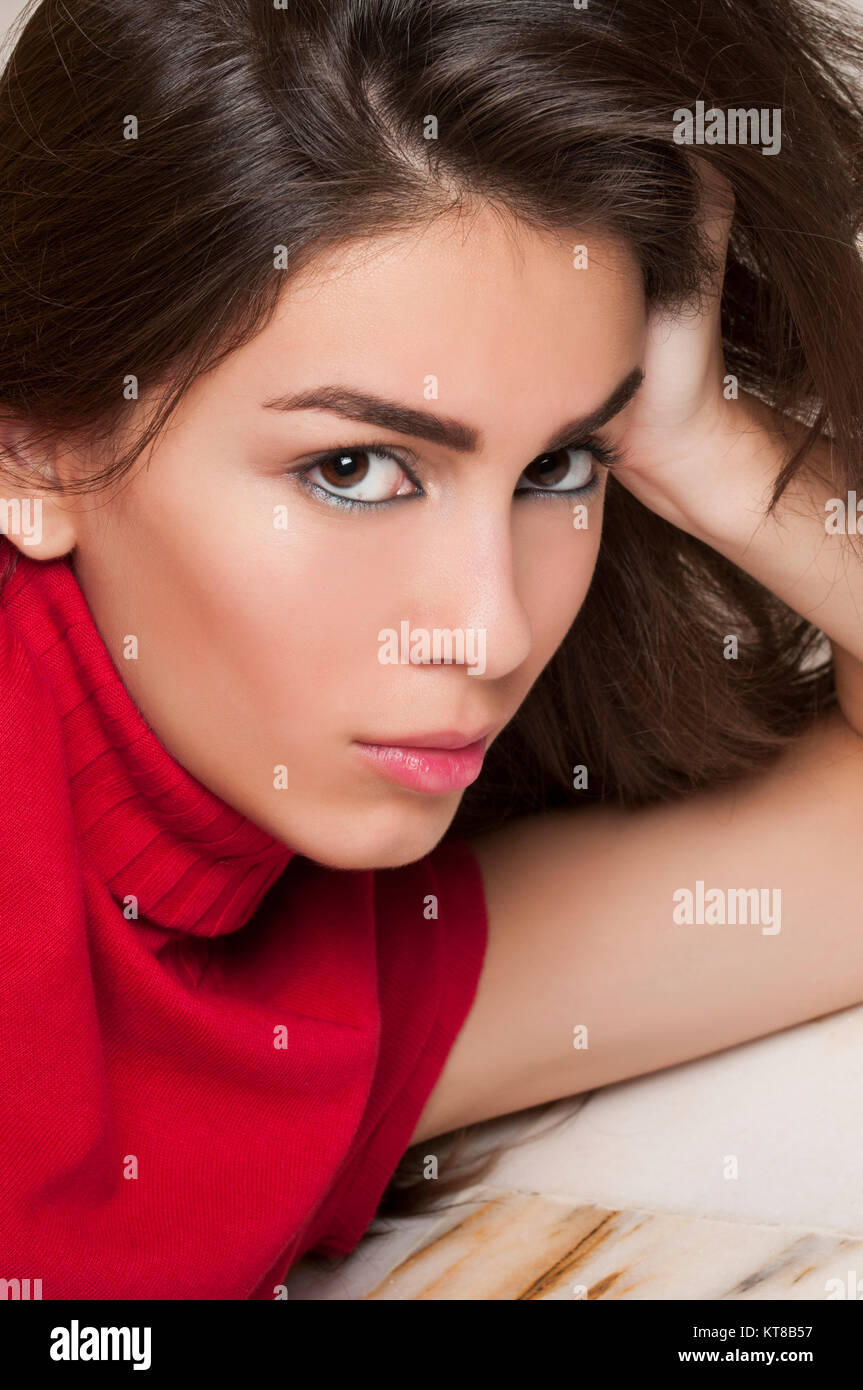 Beautiful young woman staring Stock Photo - Alamy