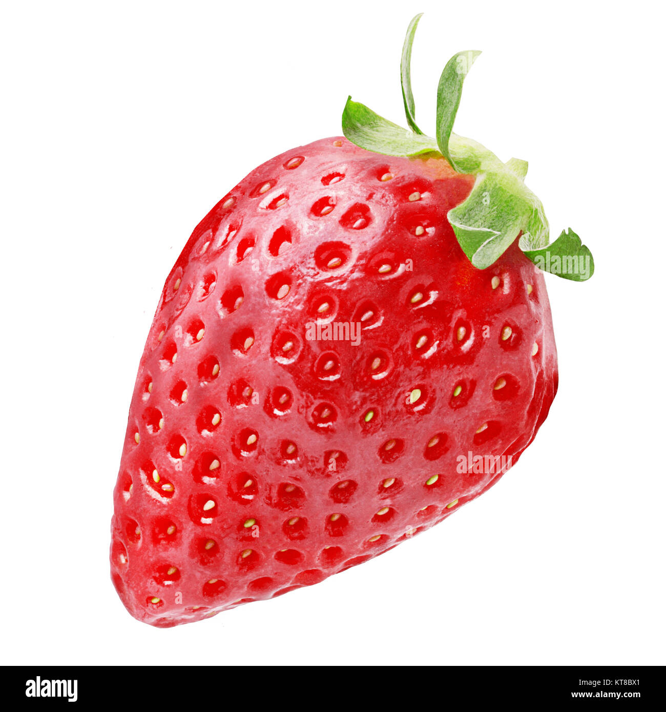 Isolated strawberry. One whole strawberry fruit isolated on white ...