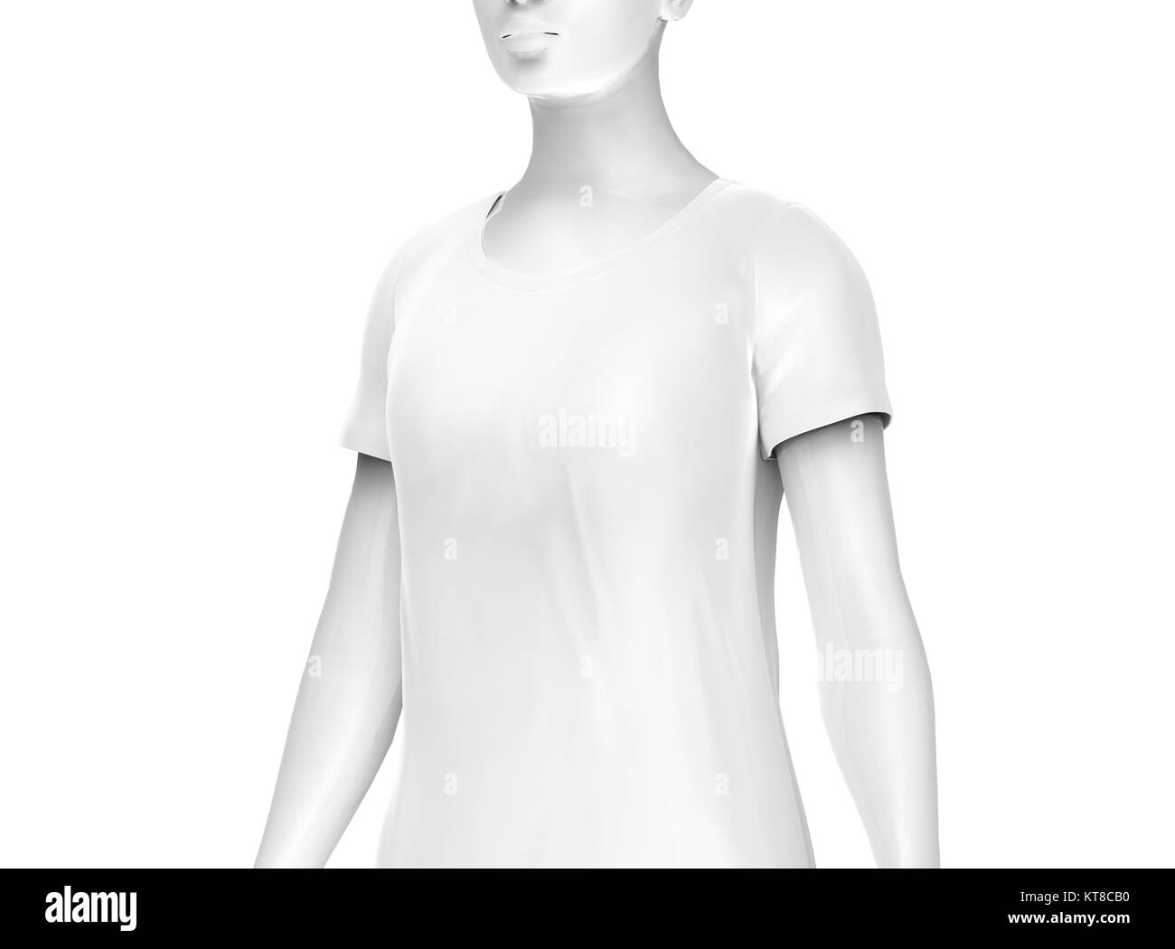 T shirt mockup, women fashion dummy wearing blank white cloth template ...