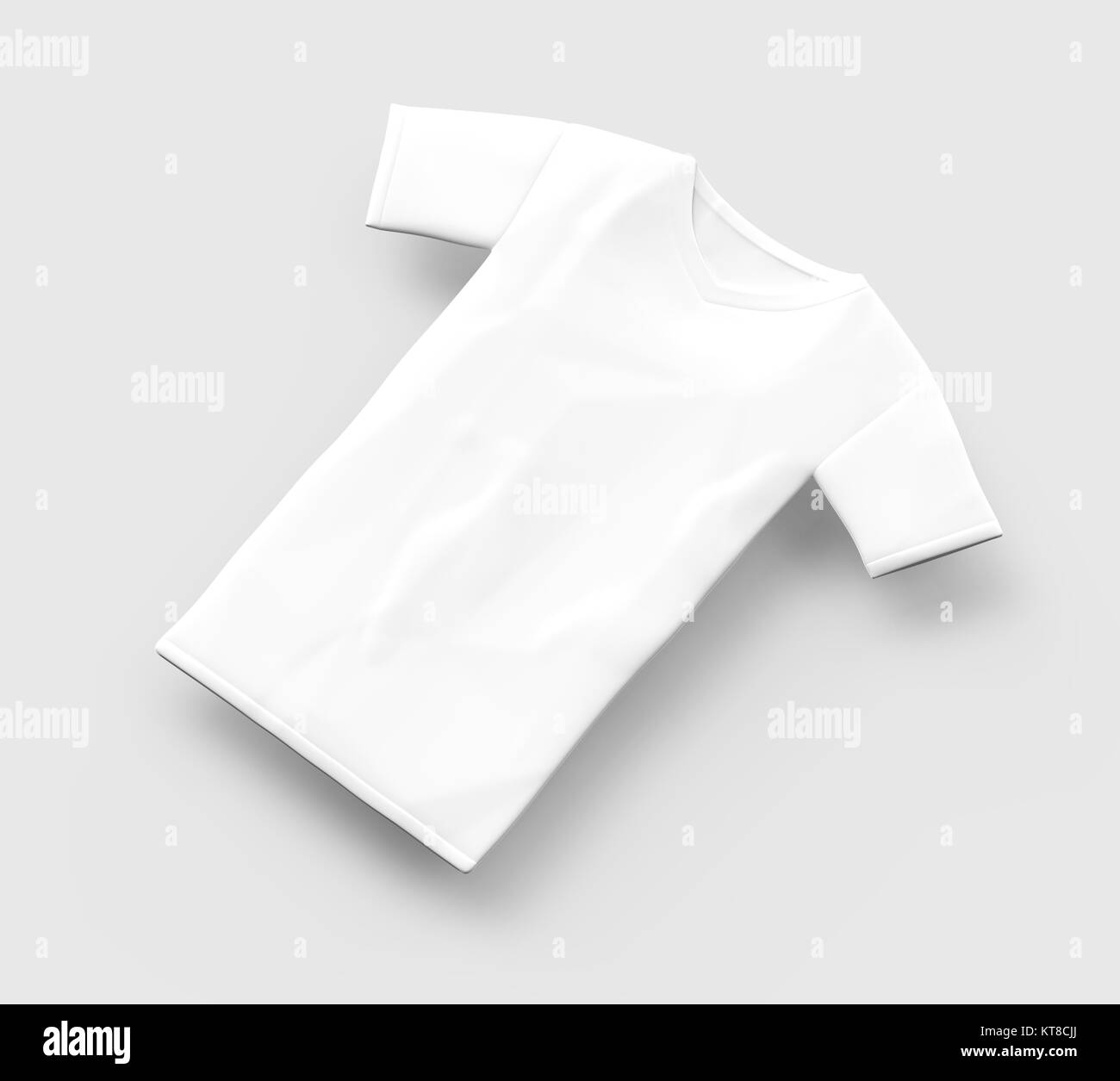 V neck T-shirt mockup, blank white cloth template isolated on light ...