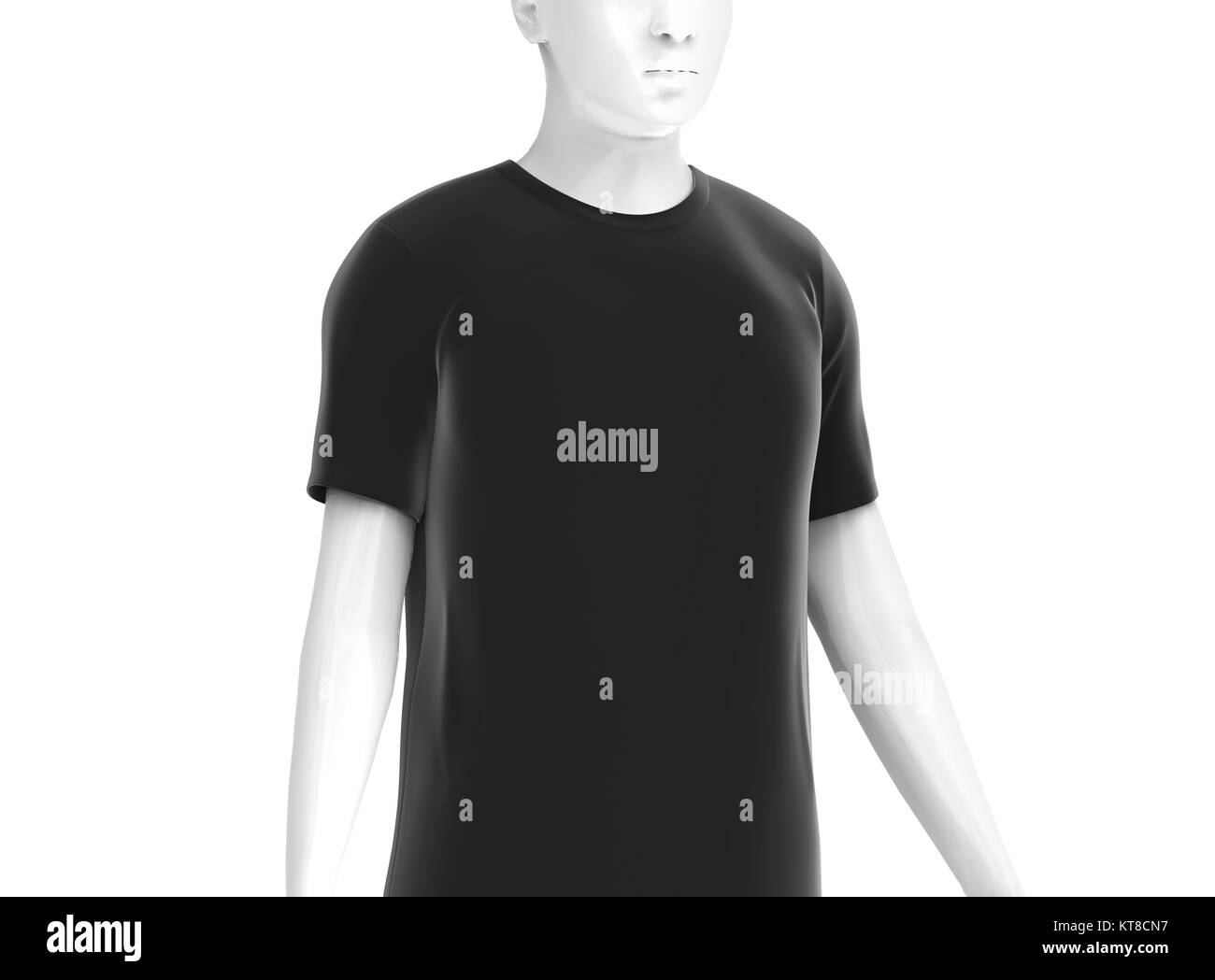 Crew neck T-shirt, man fashion dummy wearing blank black cloth template ...
